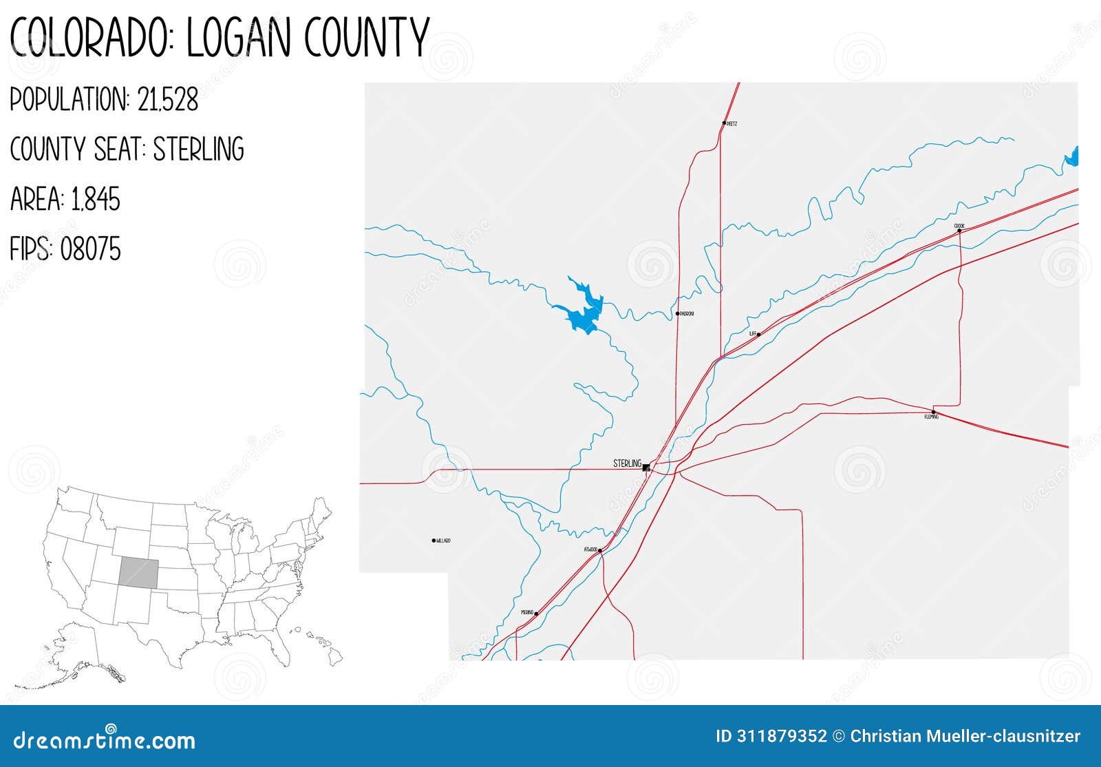 Map Of Logan In Colorado Vector Illustration | CartoonDealer.com #194123484