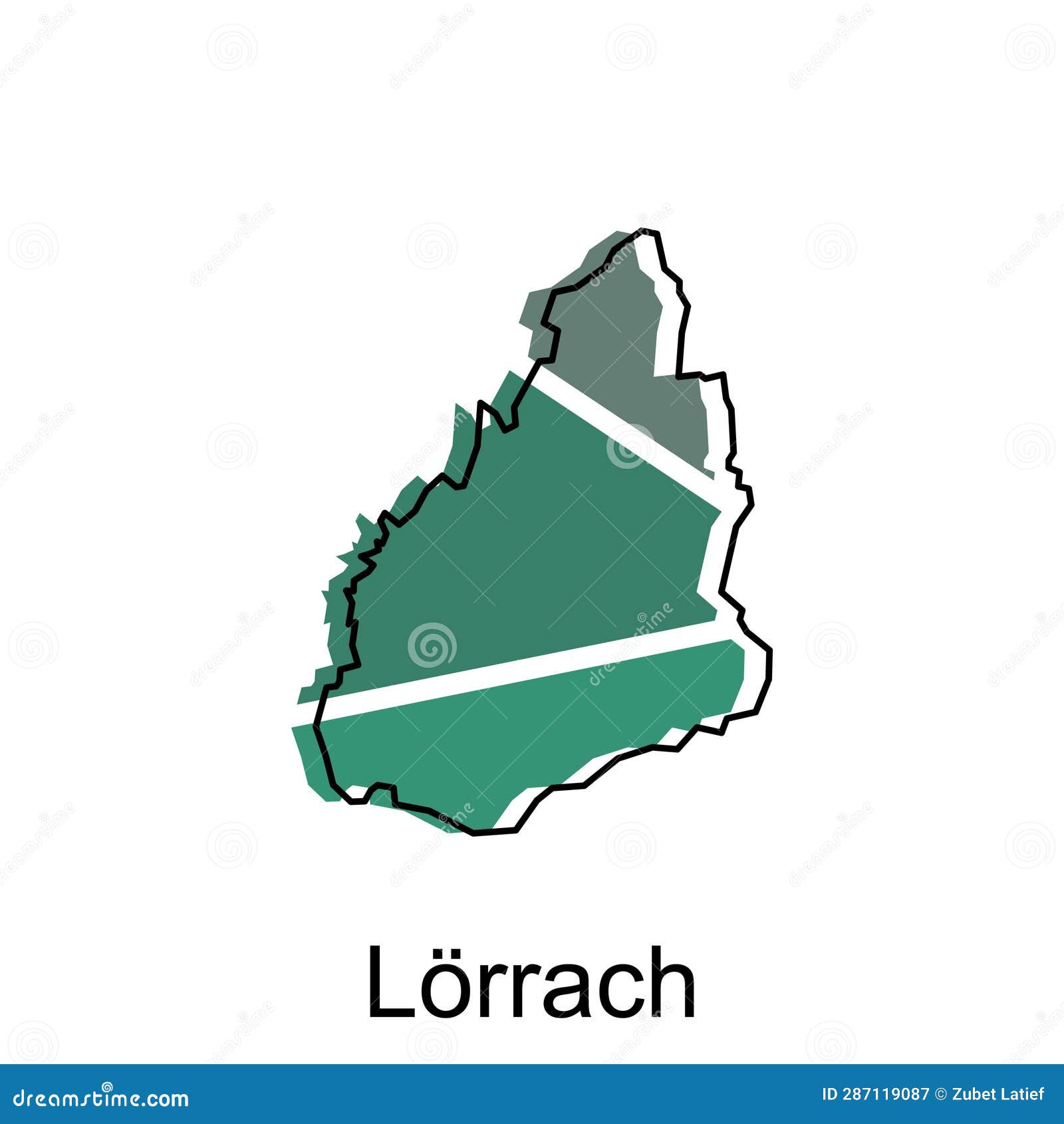 Map of Lorrach Vector Design Template, National Borders and Important ...