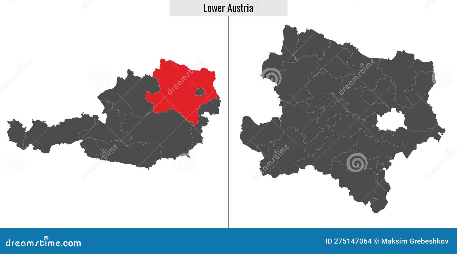 Map of Lower Austria State of Austria Stock Vector - Illustration of administrative, department ...