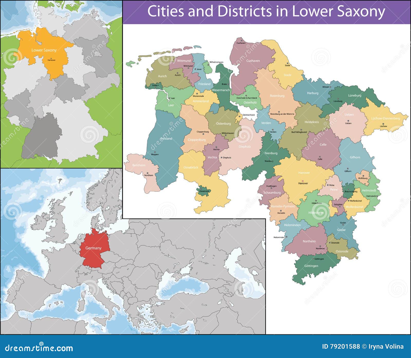 Map of Lower Saxony stock vector. Illustration of territory - 79201588