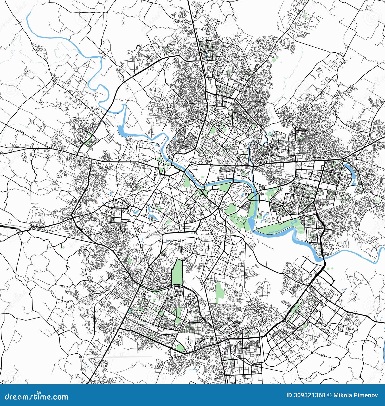 Map of Lucknow city. stock illustration. Illustration of line - 309321368