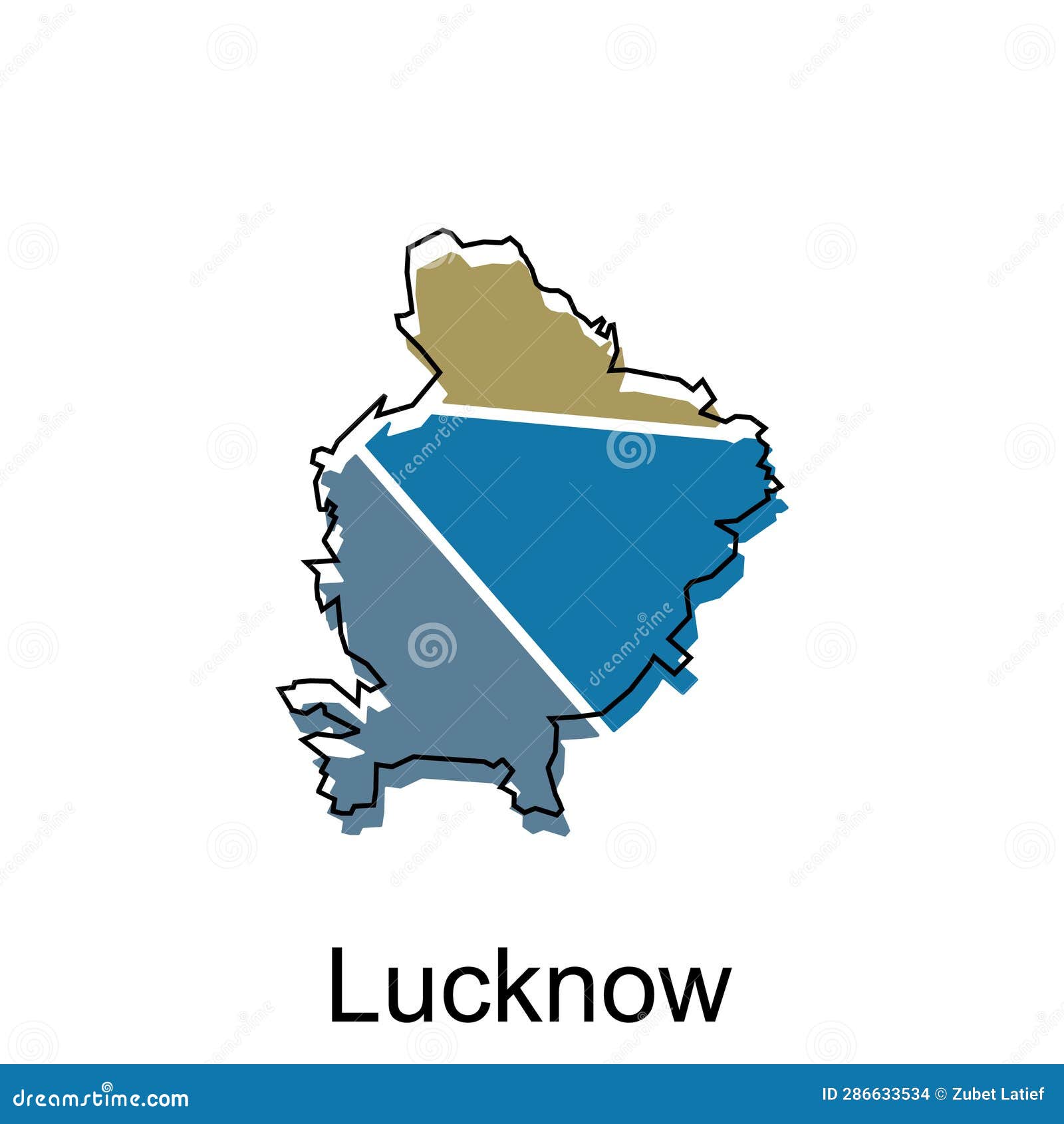 Lucknow District Uttar Pradesh State, Republic Of India Map Vector ...