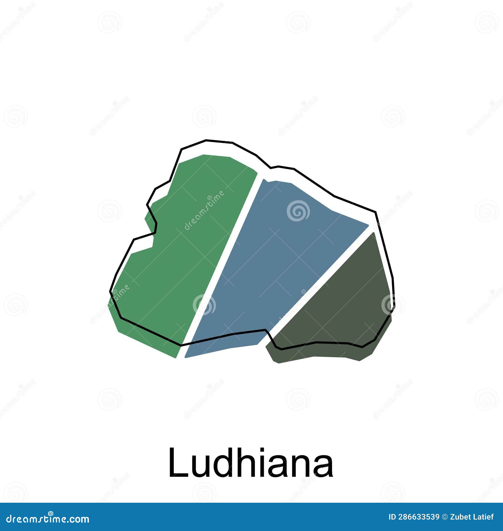 Map of Ludhiana City Modern Simple Geometric, Illustration Vector ...