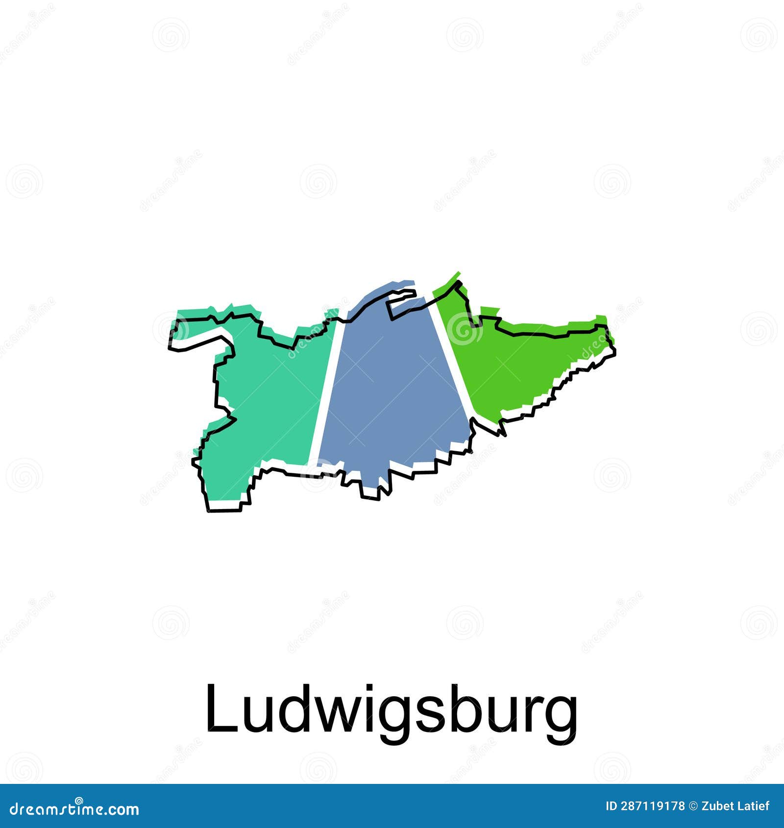 Map of Ludwigsburg Vector Design Template, National Borders and ...