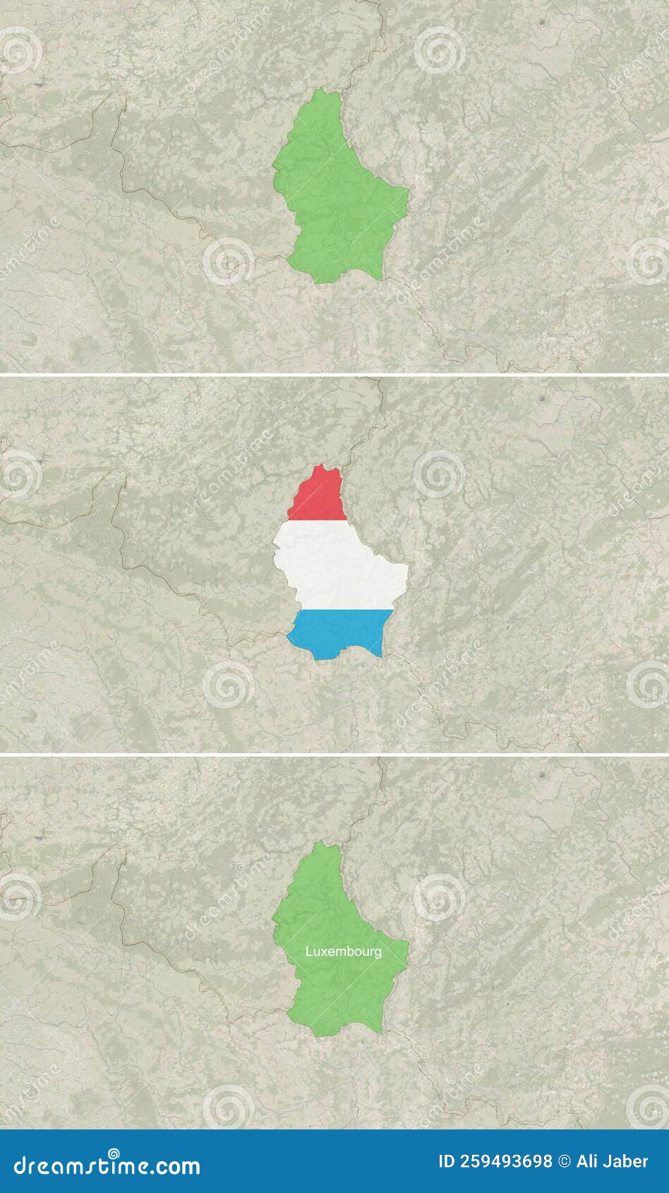 The Map of Luxemburg with Text, Textless, and with Flag Stock ...