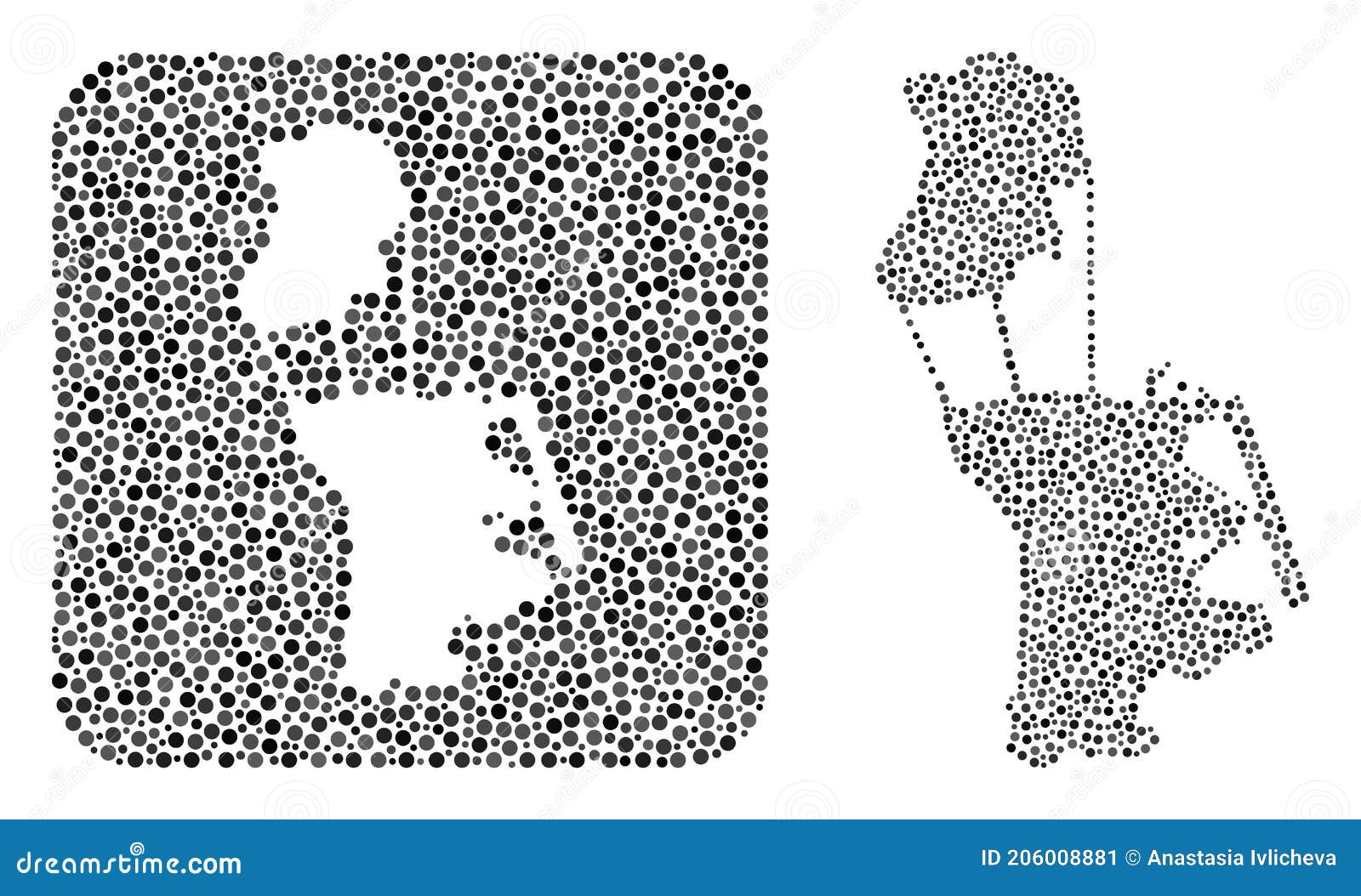 Map of Macau - Dotted Collage with Hole Stock Vector - Illustration of ...