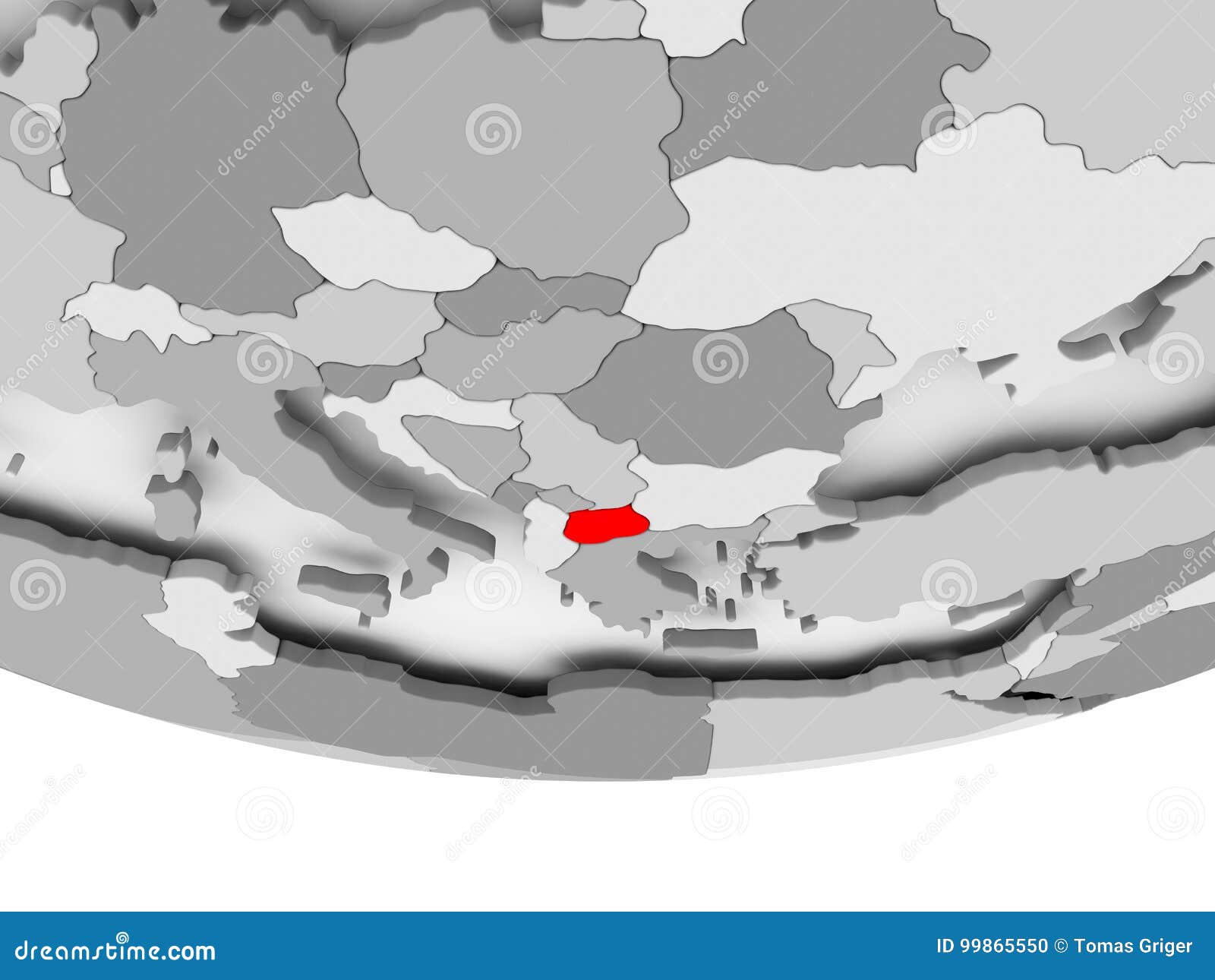 Map of Macedonia on Grey Political Globe Stock Illustration ...