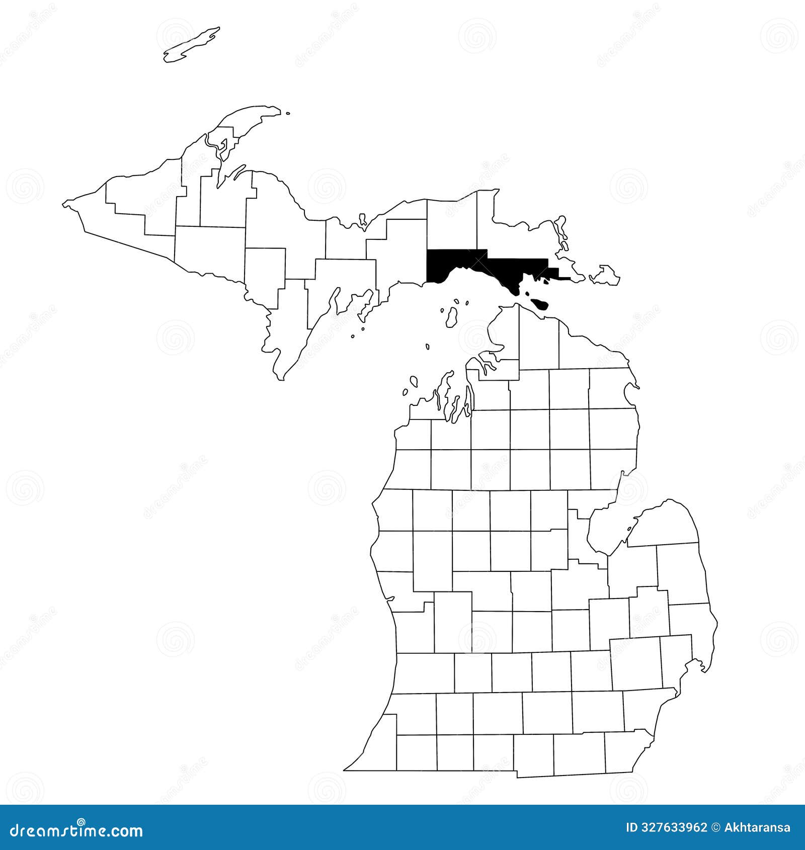 Map of Mackinac County in Michigan State on White Background. Single ...