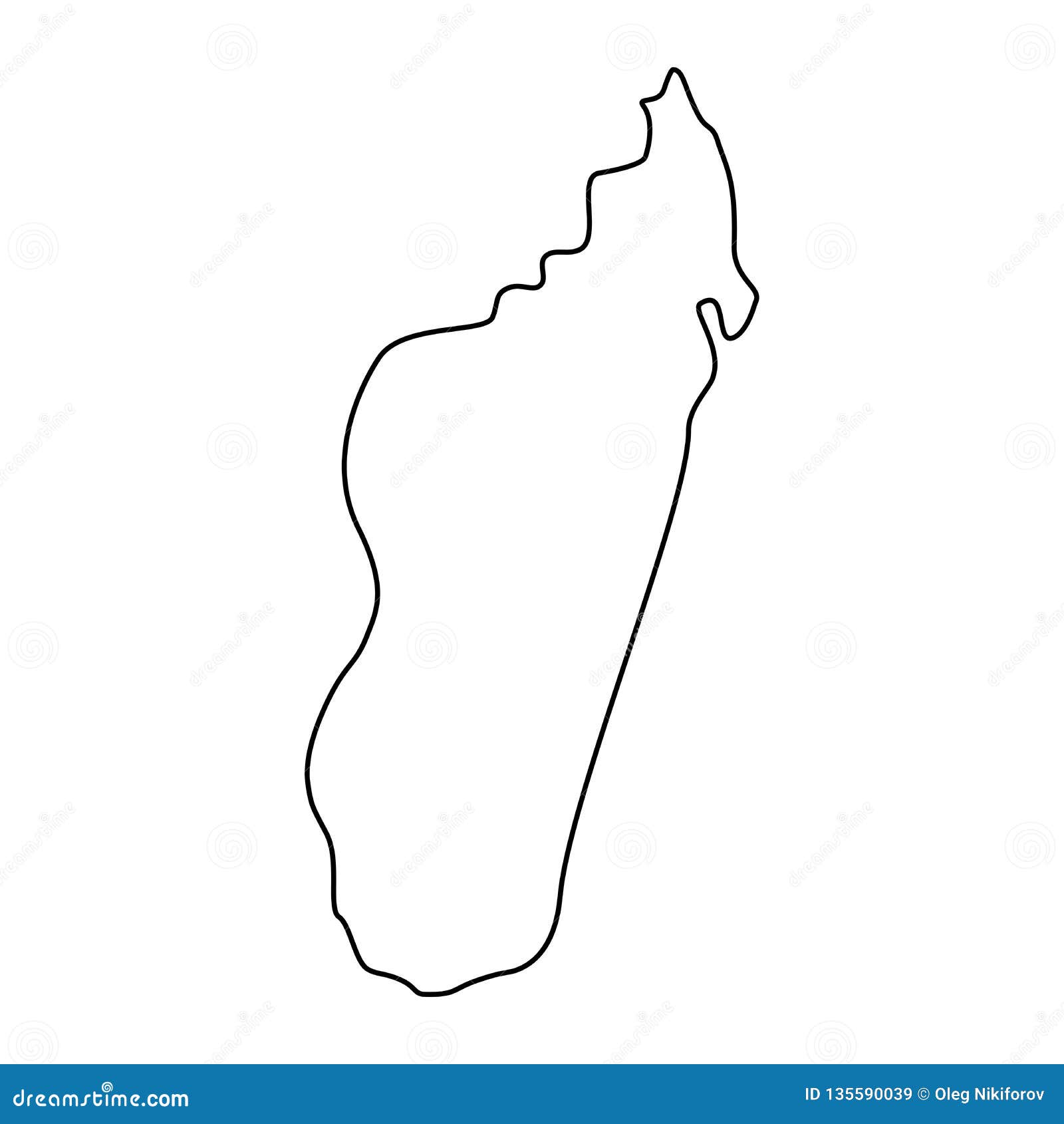 Madagascar Outline Map Country Shape Vector Illustration ...