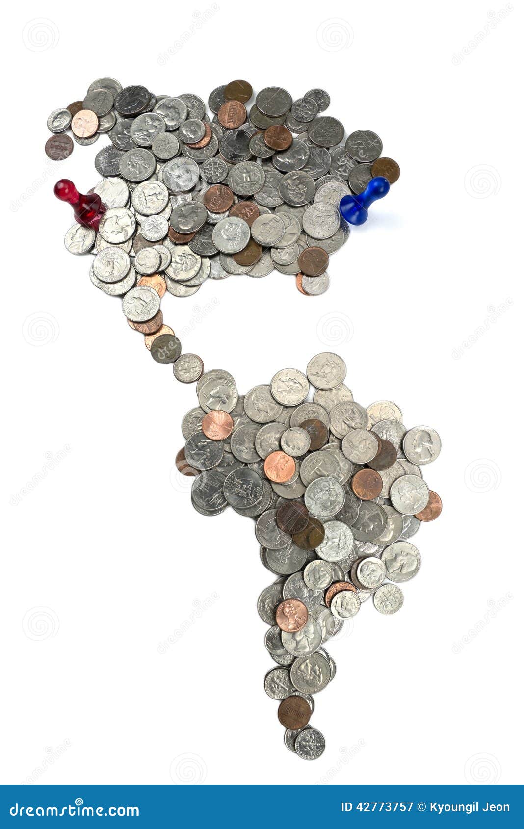 Map Made of Coins Isolated on White Background Stock Image - Image of ...