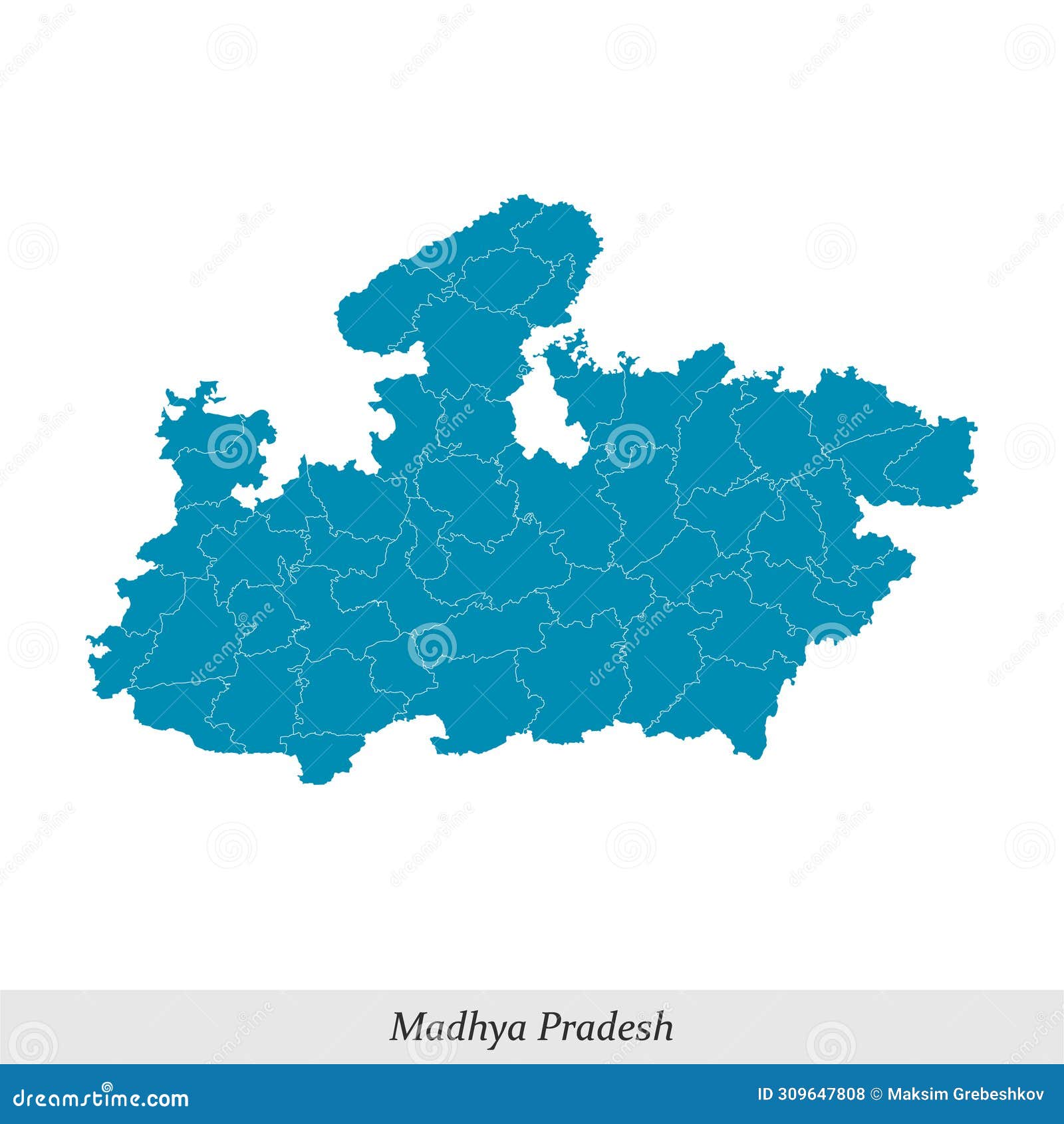 Map of Madhya Pradesh is a State of India with Districts Stock Vector ...