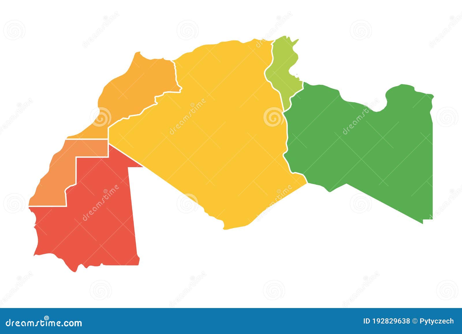 Map of Maghreb Countries - Northwest Africa States. Vector Illustration ...