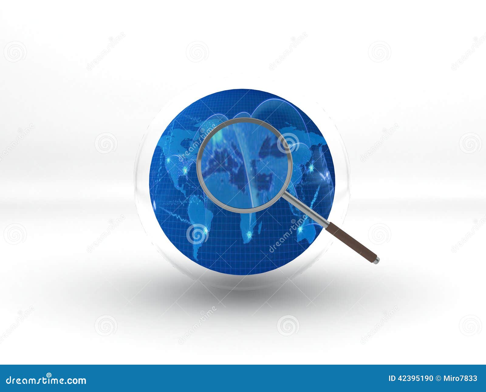Map through a Magnifying Glass Stock Illustration - Illustration of ...