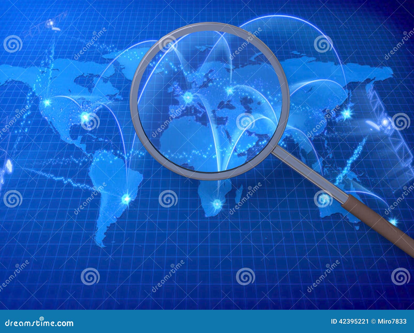 Map through a Magnifying Glass Stock Illustration - Illustration of ...