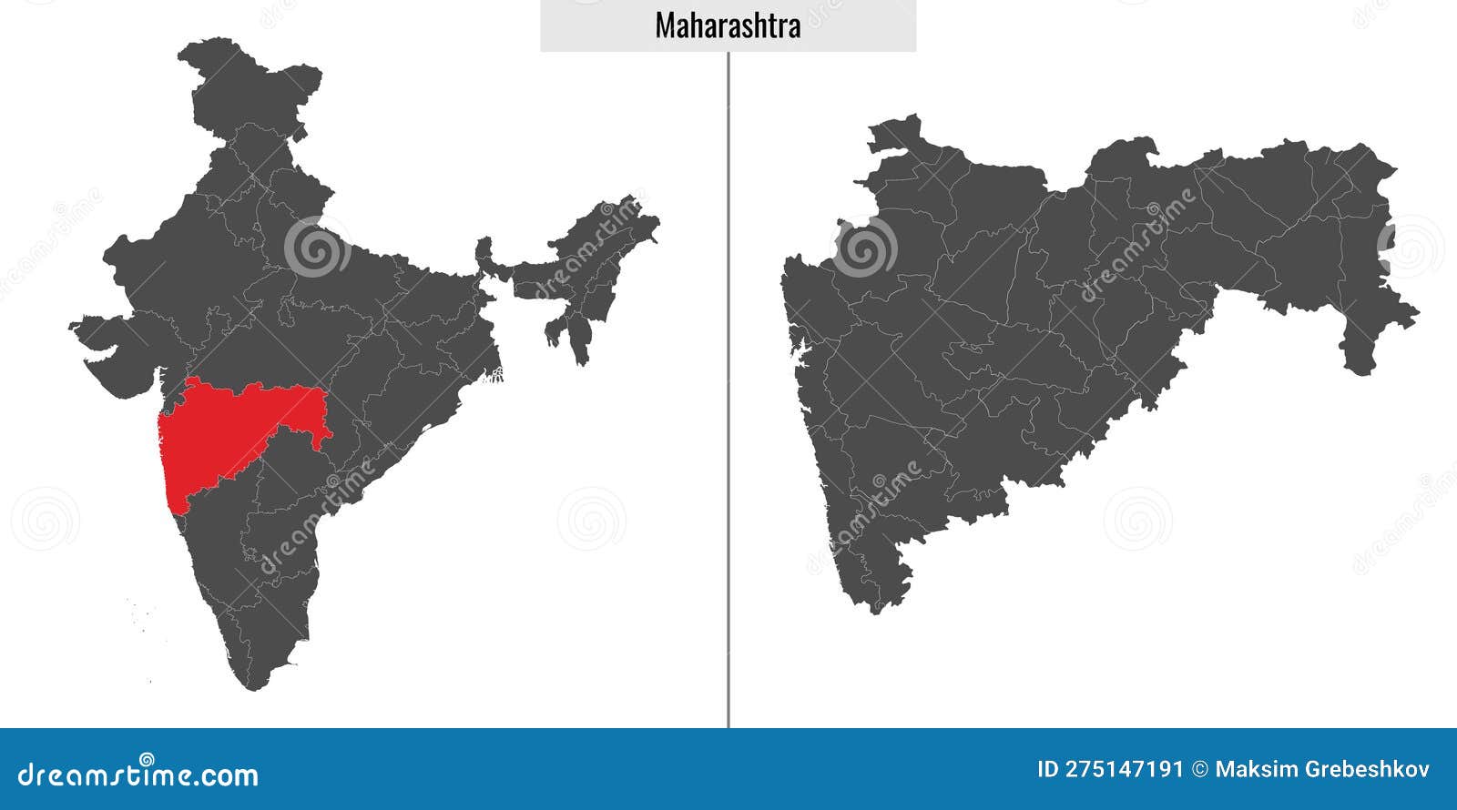 Map of Maharashtra State of India Stock Vector - Illustration of ...
