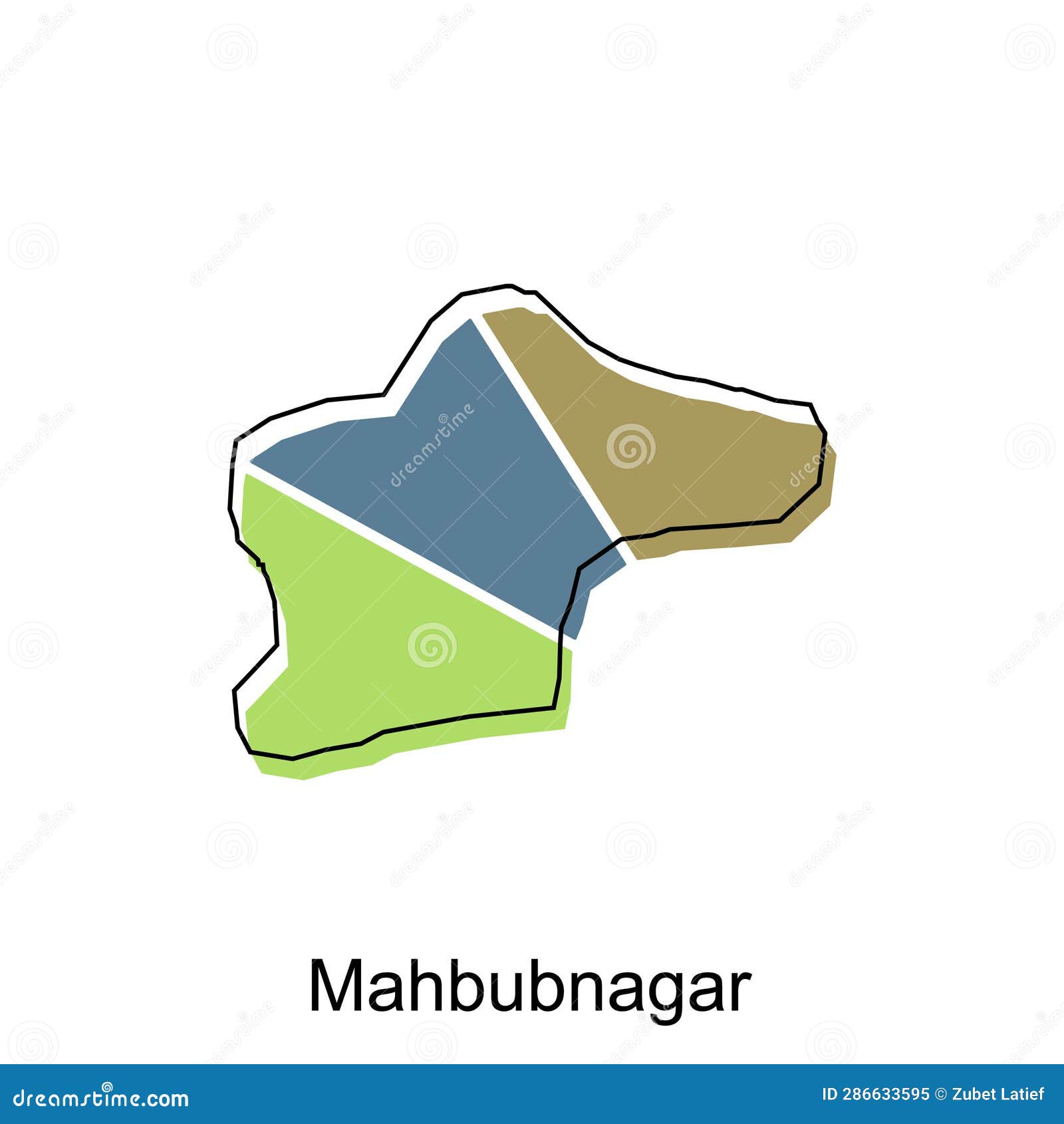 Map of Mahbubnagar City Modern Simple Geometric, Illustration Vector ...