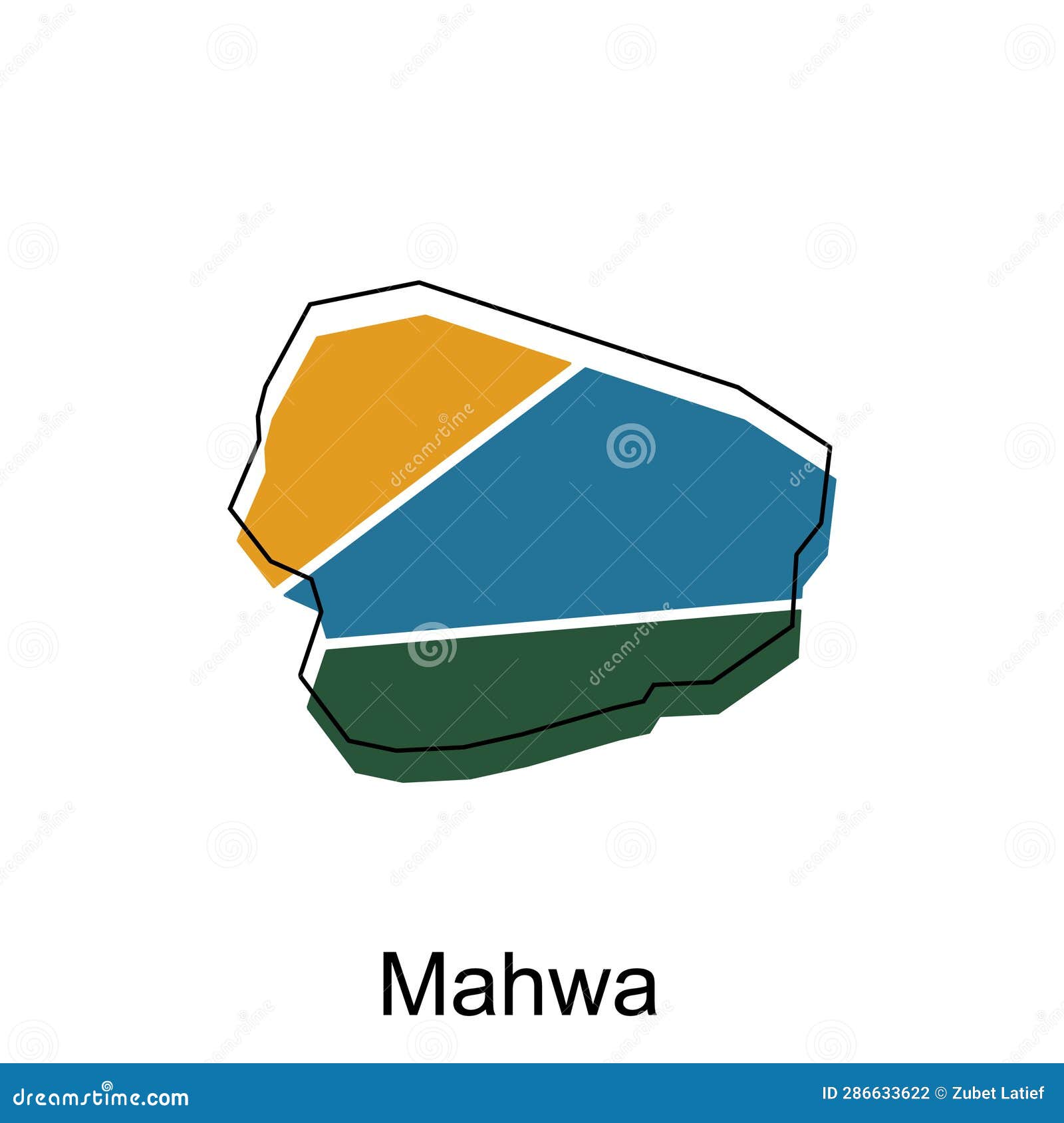 Map of Mahwa Vector Template with Outline, Graphic Sketch Style ...
