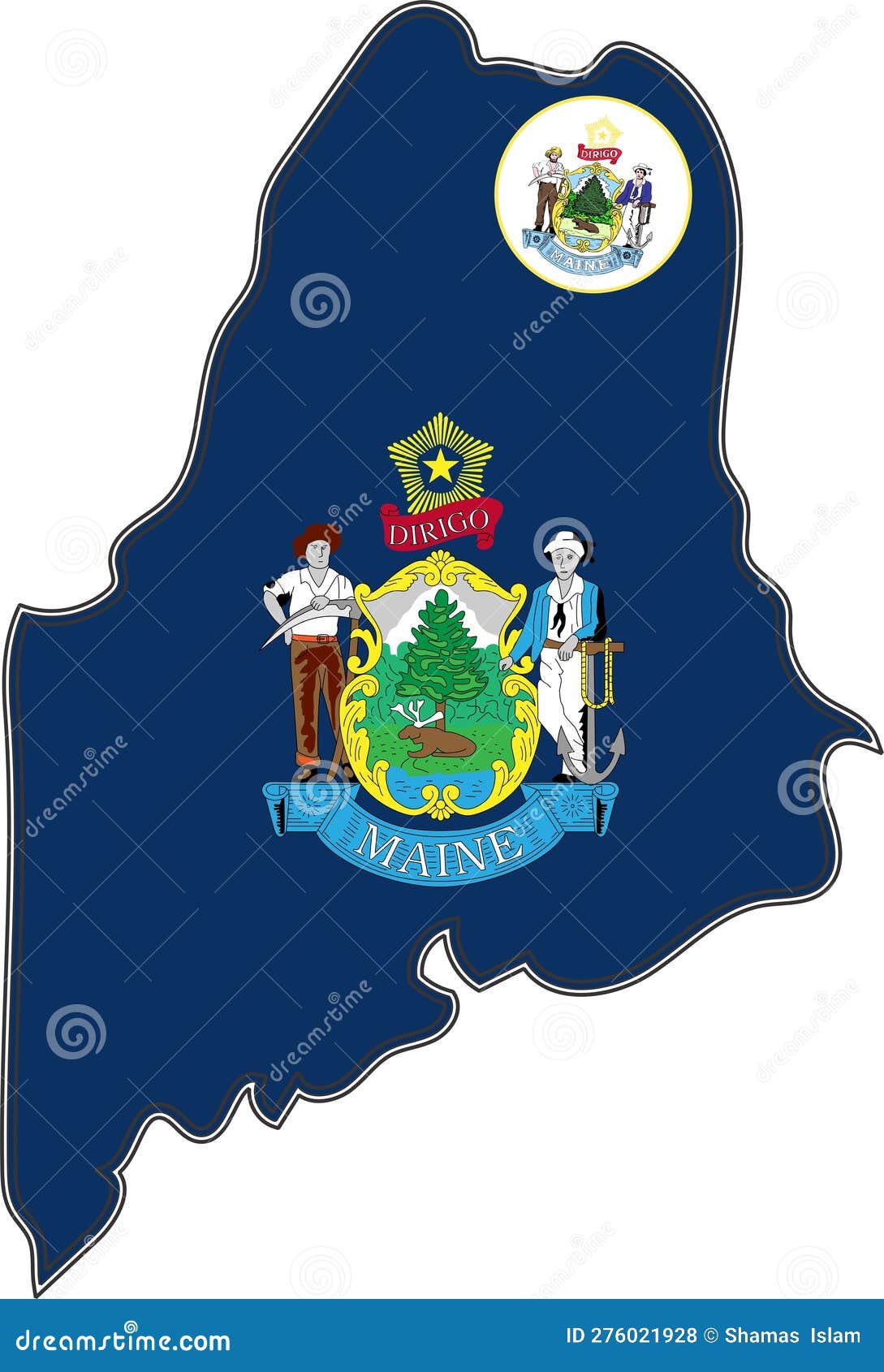 Map of Maine State USA Illustration Vector Stock Vector - Illustration ...