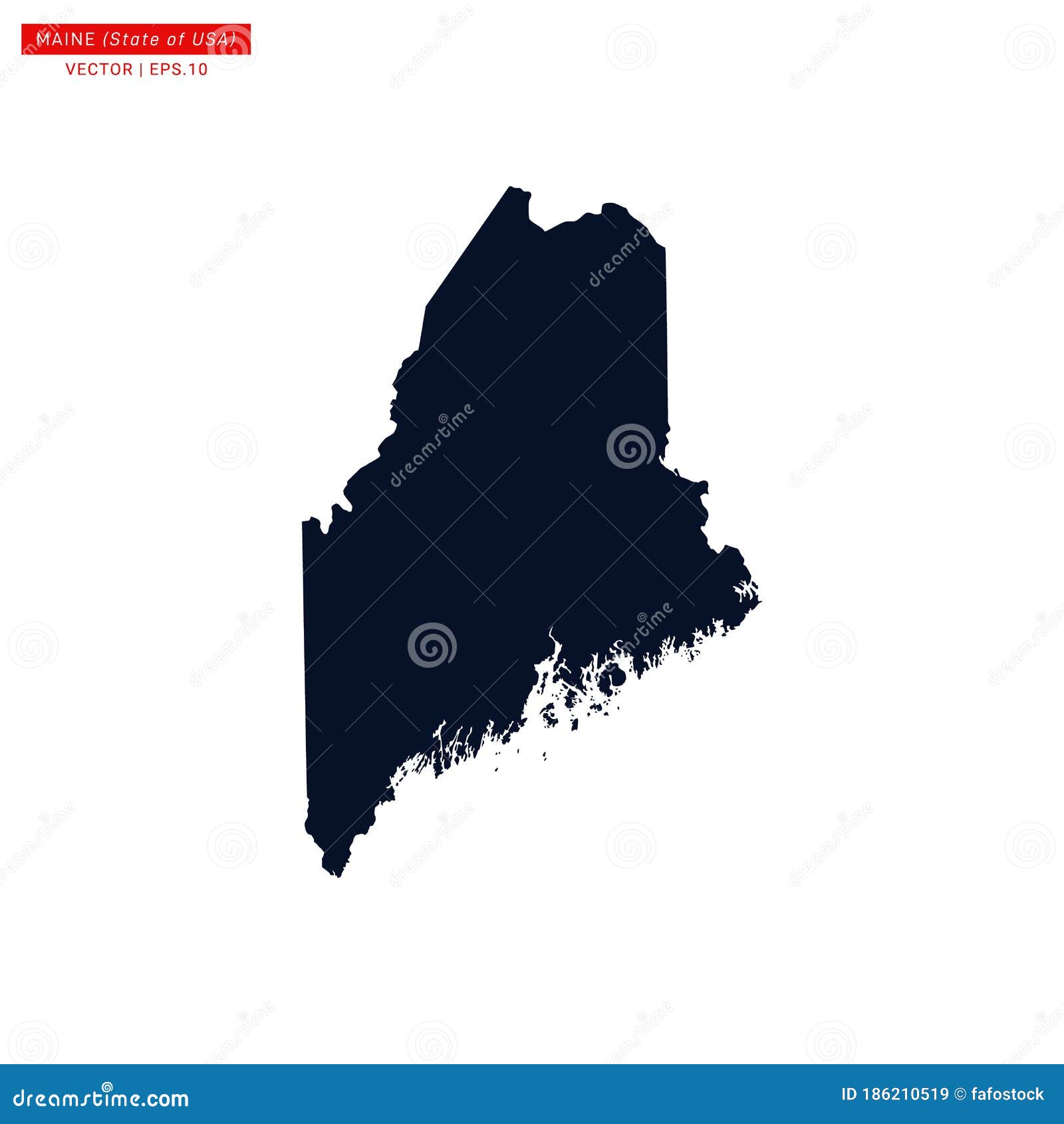 Maine Vector Map Isolated On White Background. High Detailed Silhouette ...