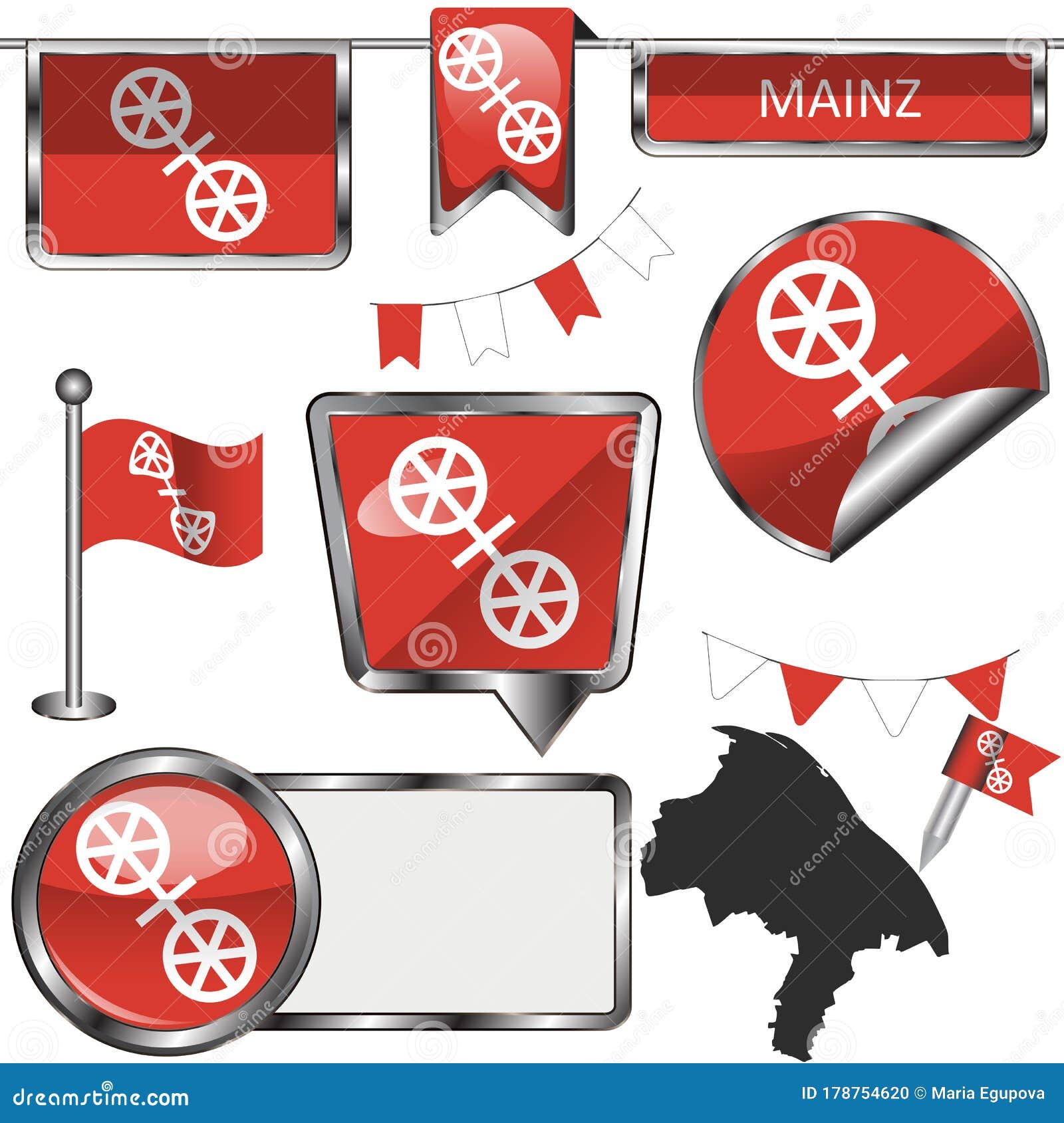 Map of Mainz, Germany stock vector. Illustration of medal - 178754620