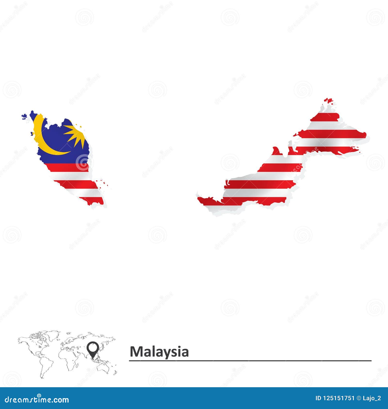 Map of Malaysia with flag stock vector. Illustration of malaysian ...