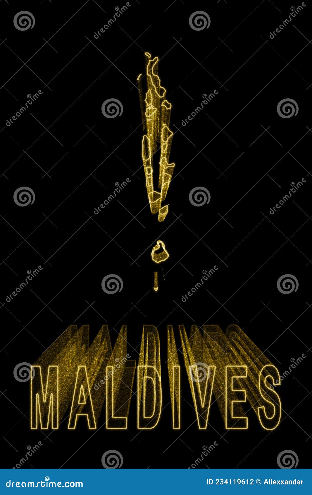 Map of Maldives, Gold Map on Black Background Stock Illustration ...
