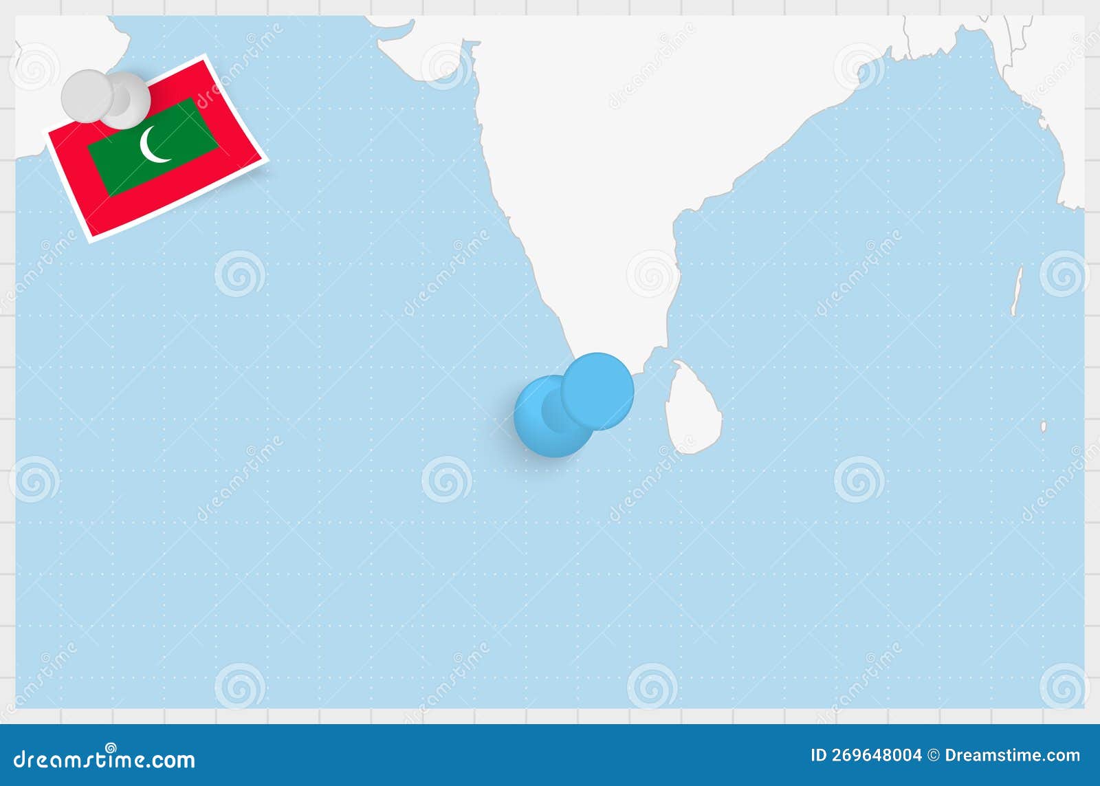 Map of Maldives with a Pinned Blue Pin. Pinned Flag of Maldives Stock ...
