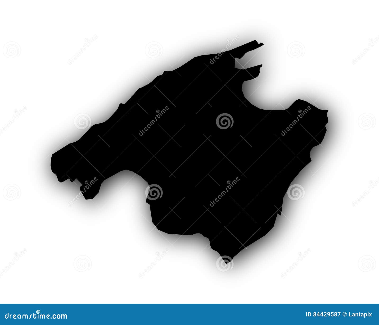 Map of Mallorca with Shadow Stock Vector - Illustration of silhouette ...