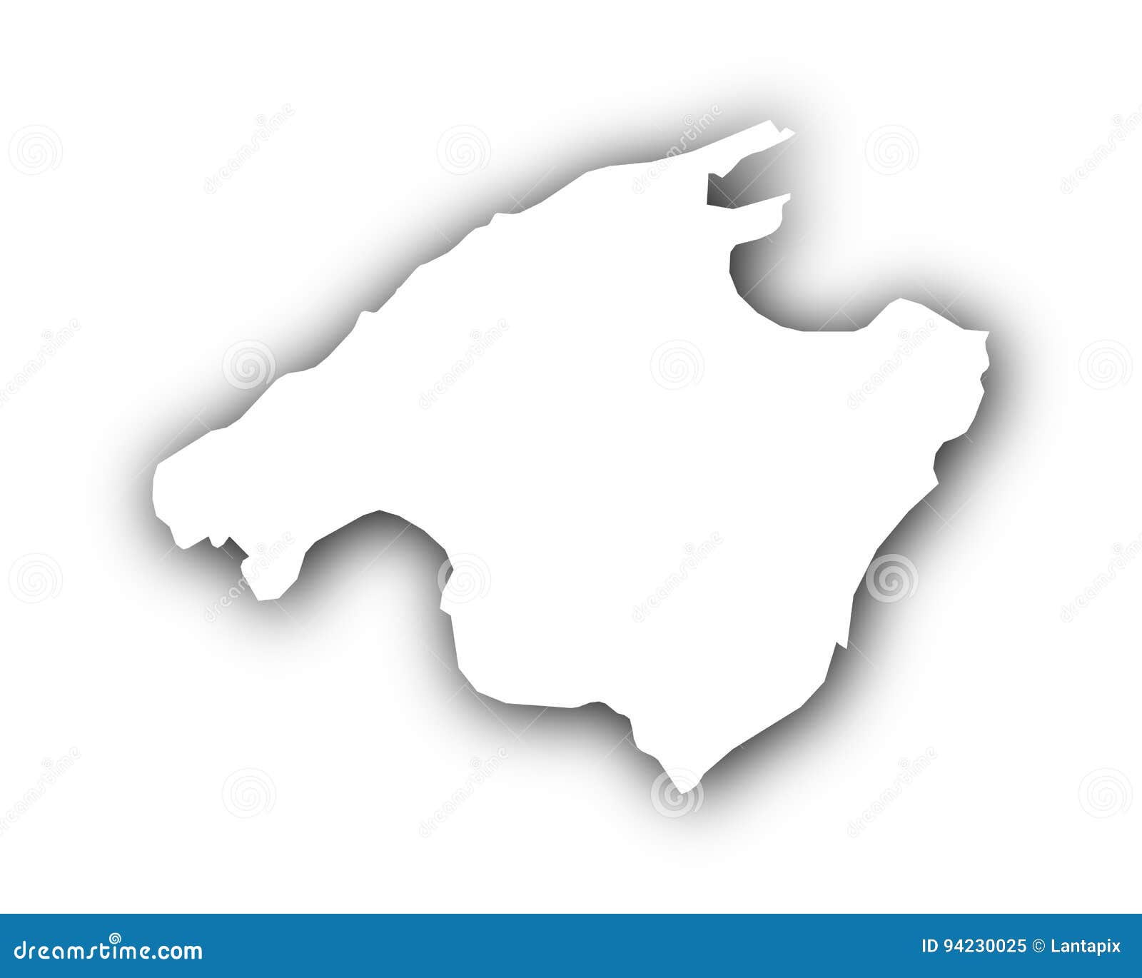 Map of Mallorca with Shadow Stock Vector - Illustration of silhouette ...