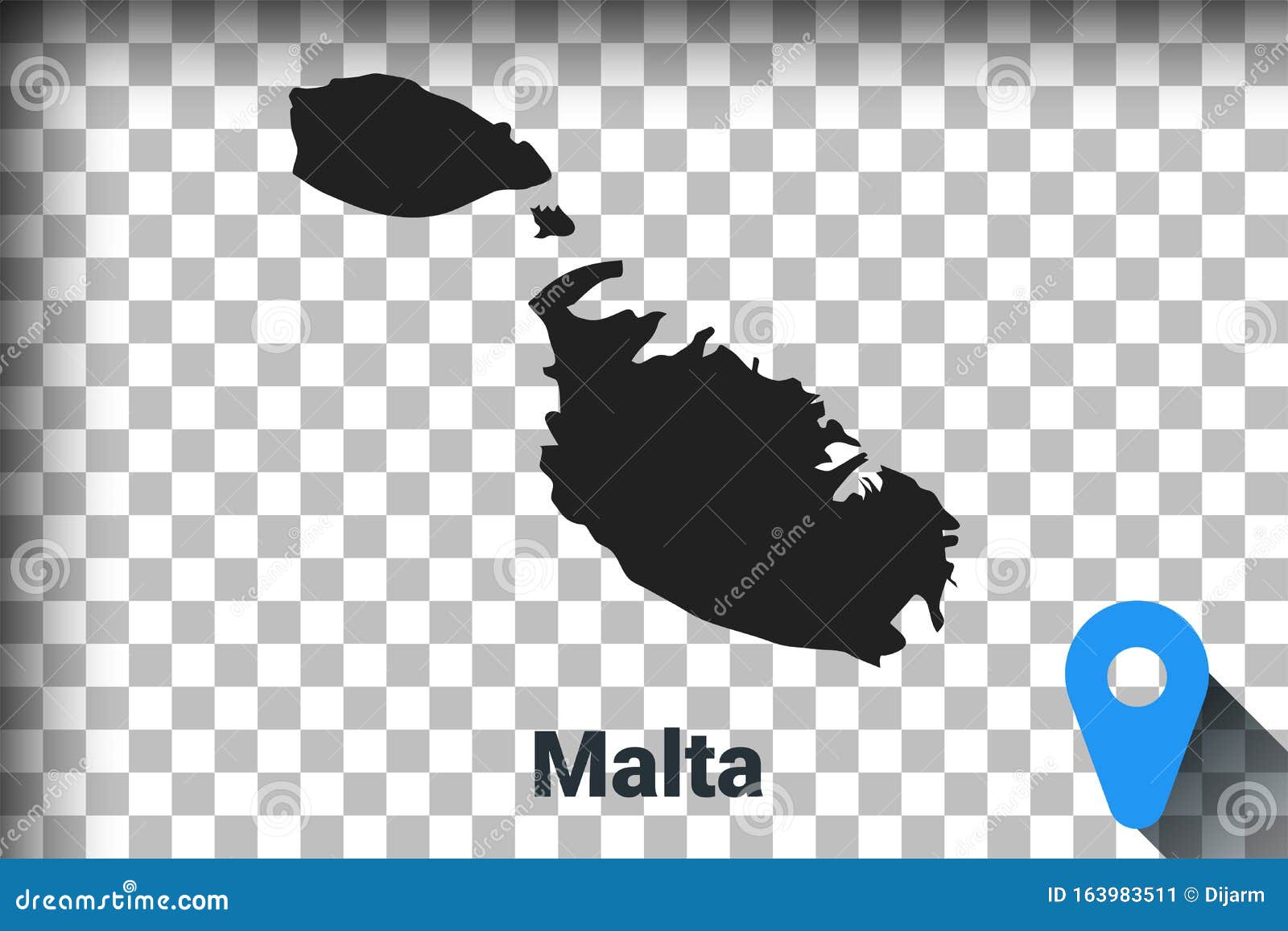Map of Malta, Black Map on a Transparent Background. Alpha Channel ...