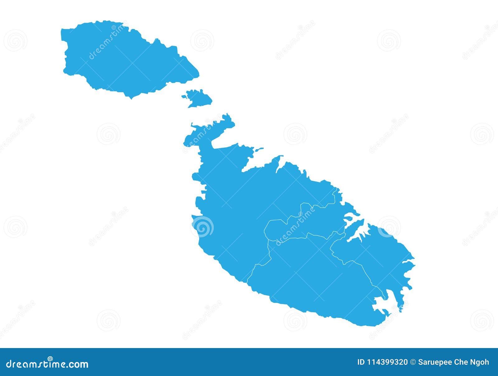 Malta Map - High Detailed Black Map With Counties/regions/states Of ...