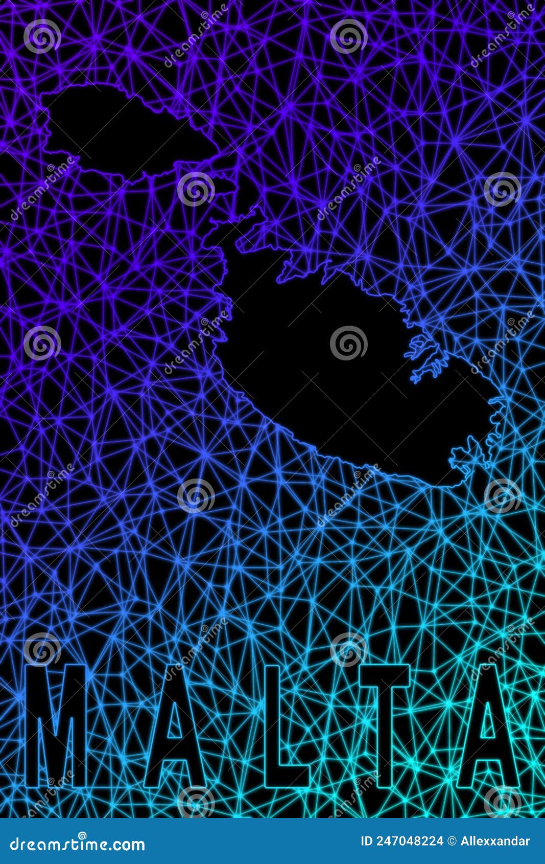 Malta Map Line, Linear Thin Vector Simple Outline And Flag. Black On ...