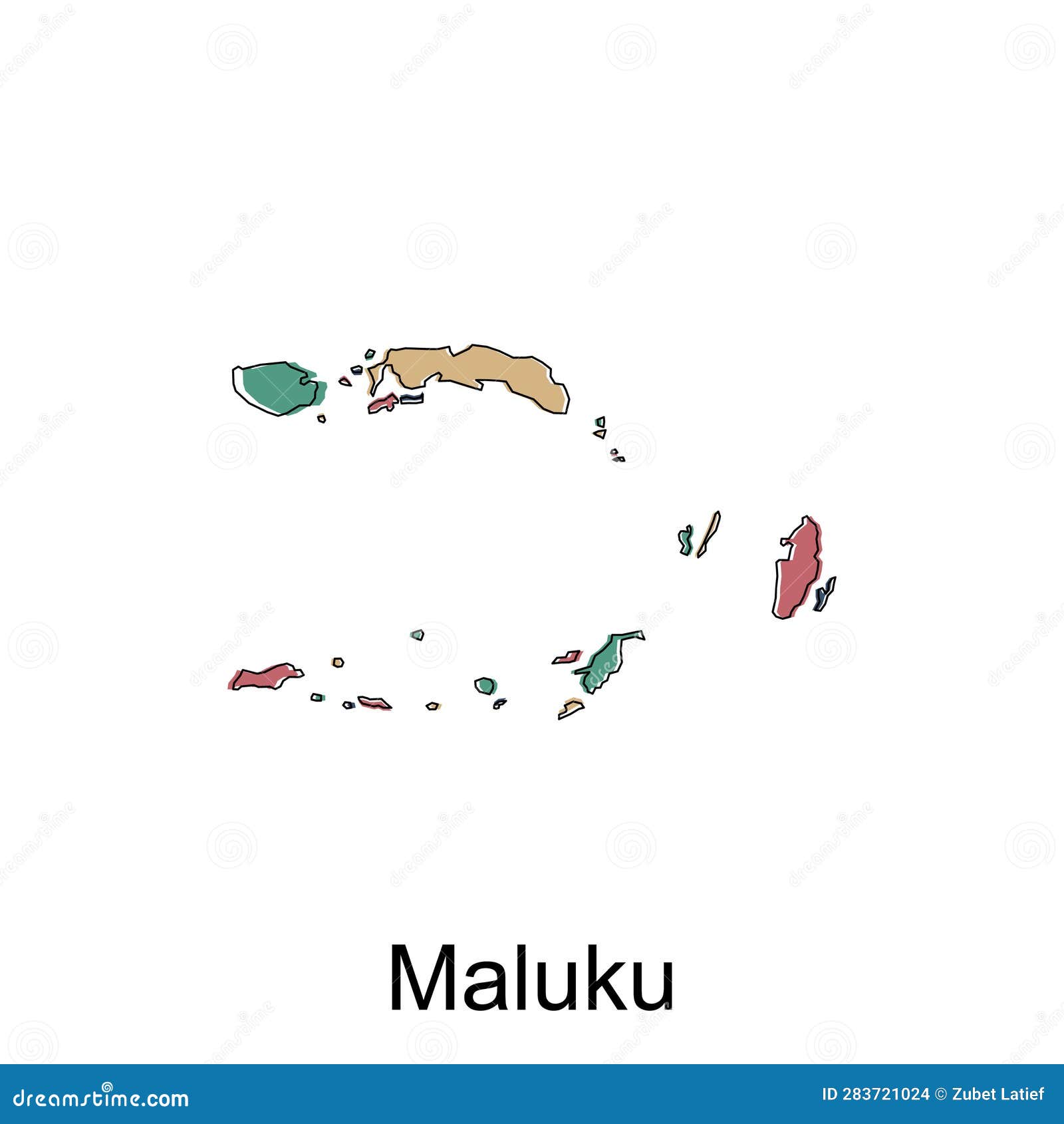 Map of Maluku Graphic Illustration Template Stock Vector - Illustration ...