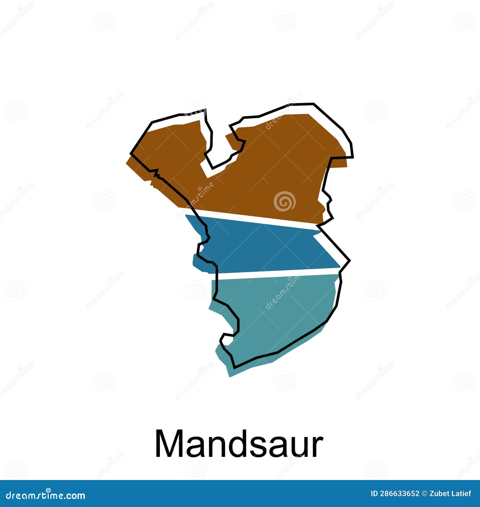 Map of Mandsaur Vector Template with Outline, Graphic Sketch Style ...