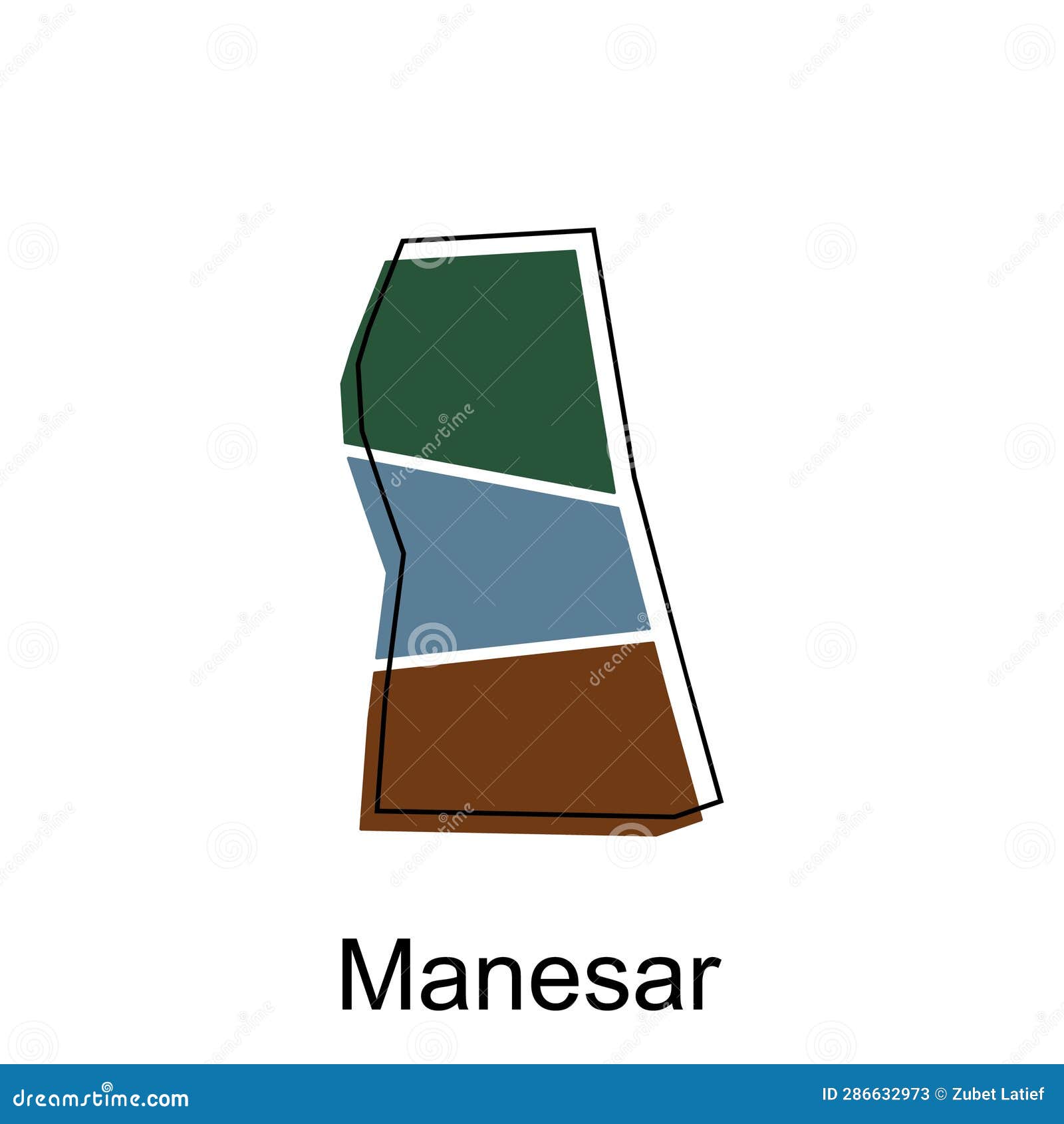 Map of Manesar Vector Template with Outline, Graphic Sketch Style ...