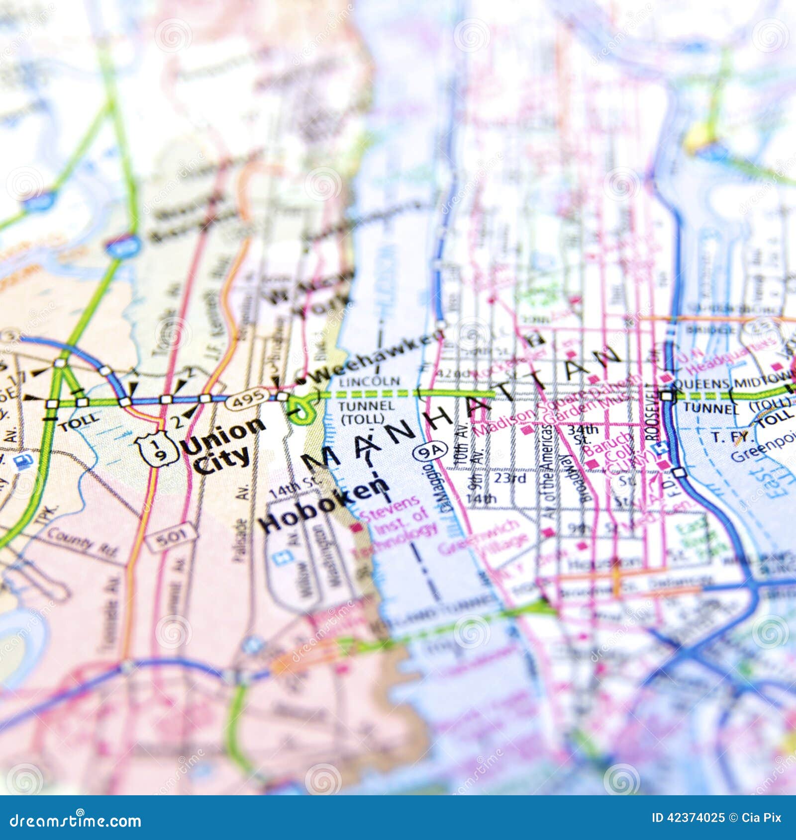 Map of Manhattan stock image. Image of streets, american - 42374025