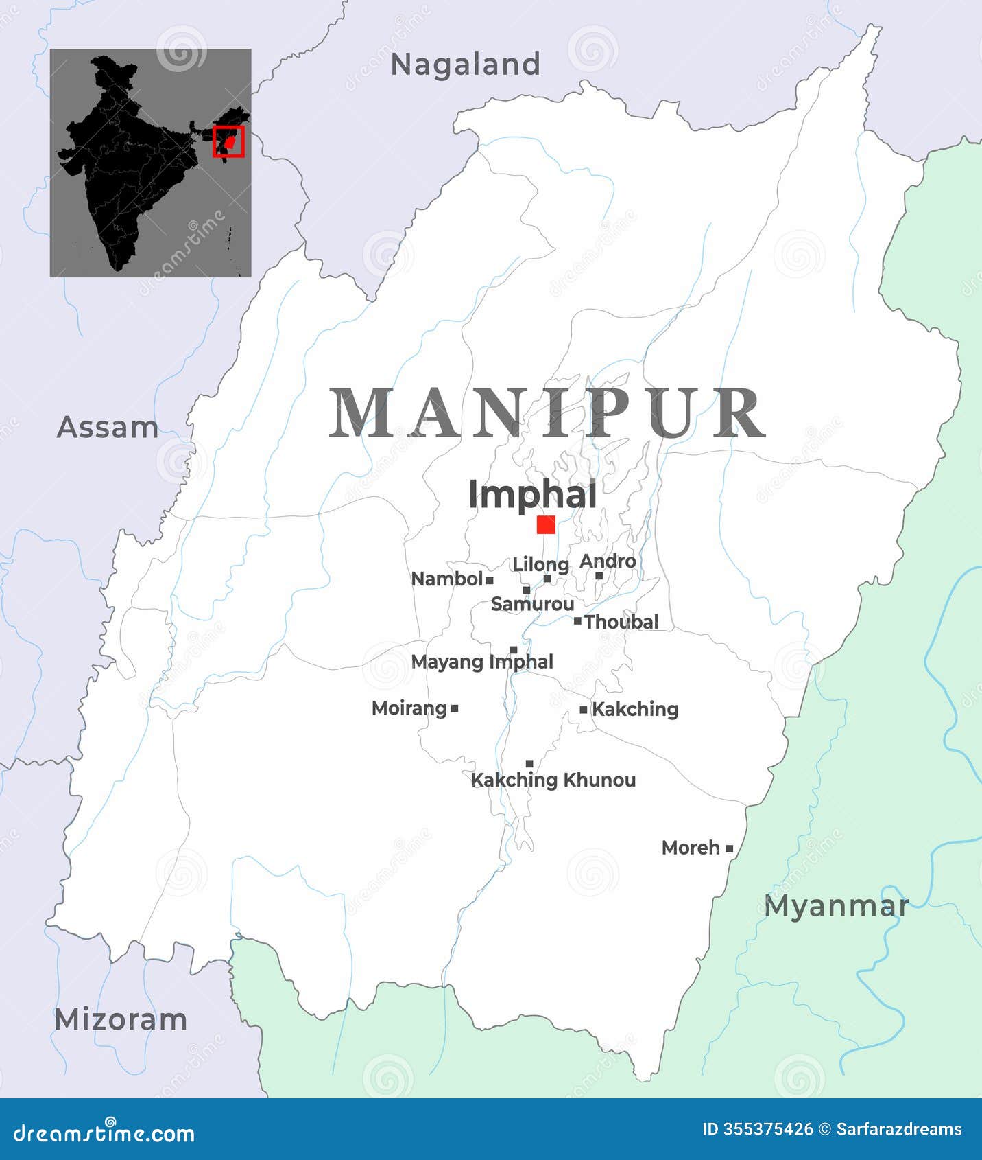 Manipur India Map Postmark. Silhouette Postal Passport. Stamp Round ...