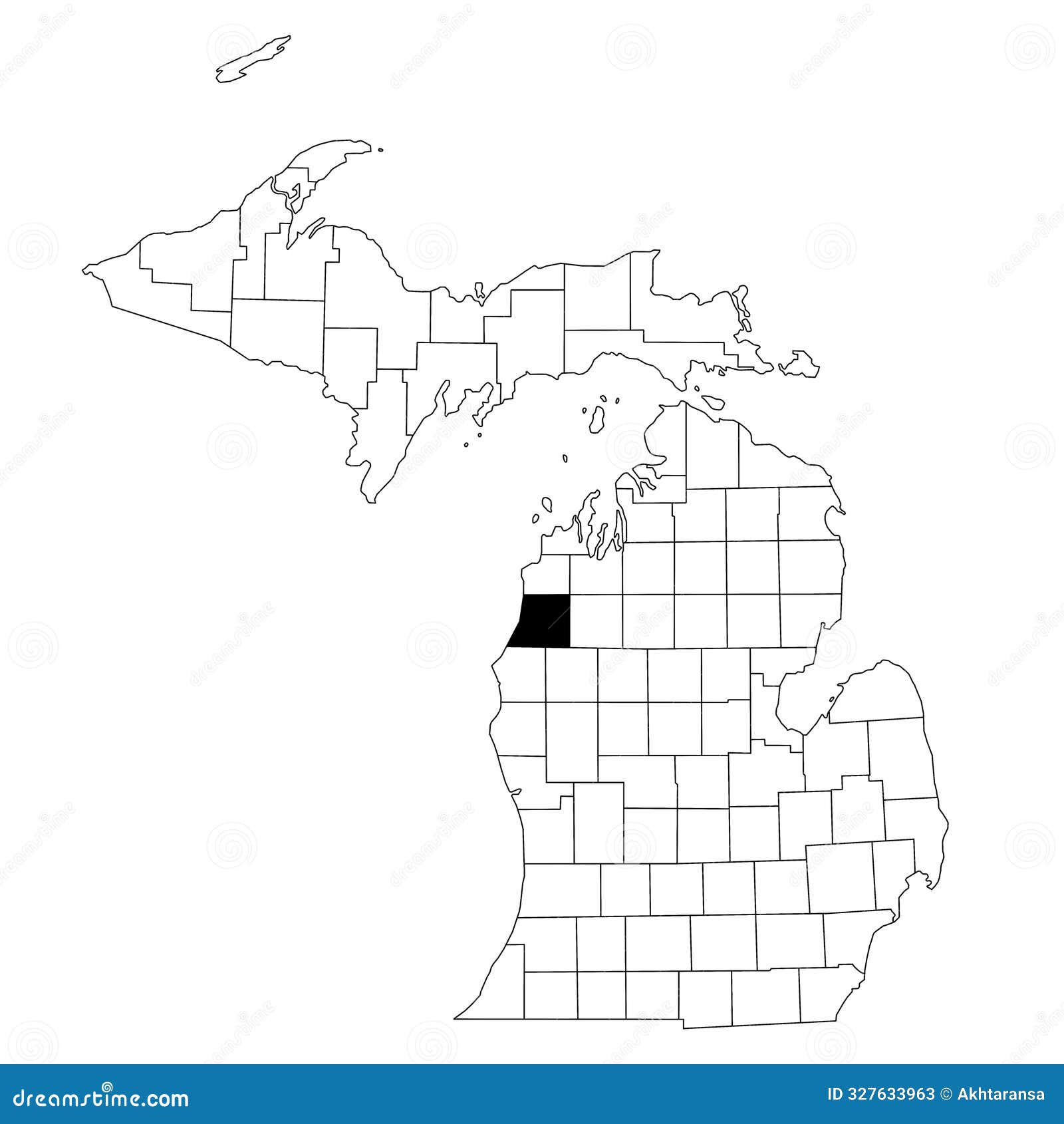 Map of Manistee County in Michigan State on White Background. Single ...