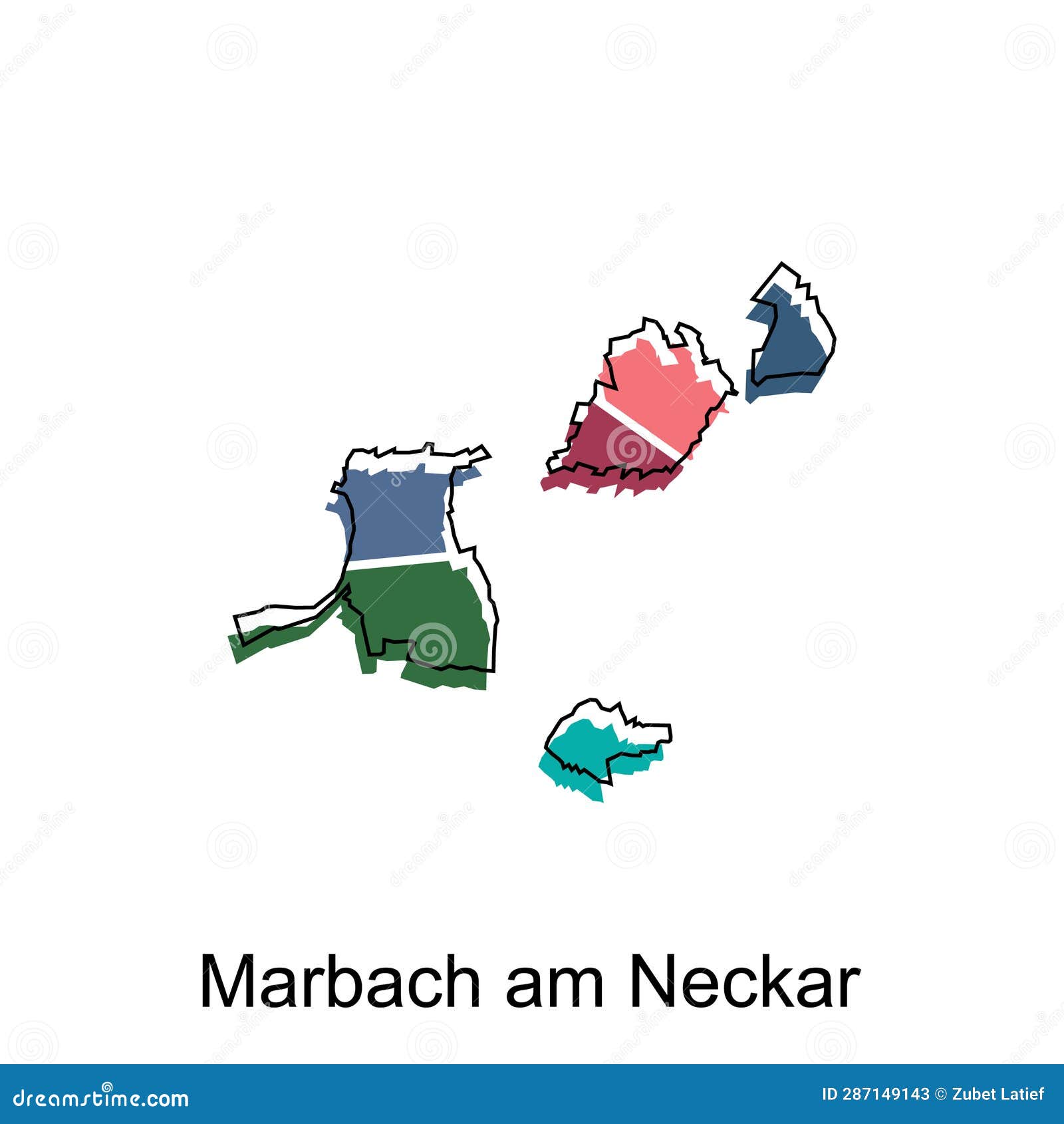 Map Of Marbach Am Neckar Design, World Map Country Vector Illustration ...