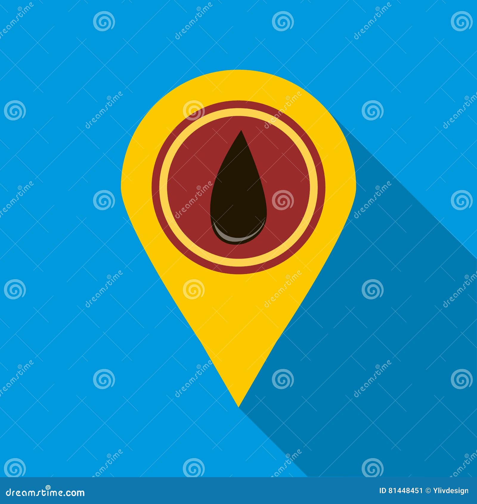 Map Mark with an Oil Drop Icon, Flat Style Stock Vector - Illustration ...