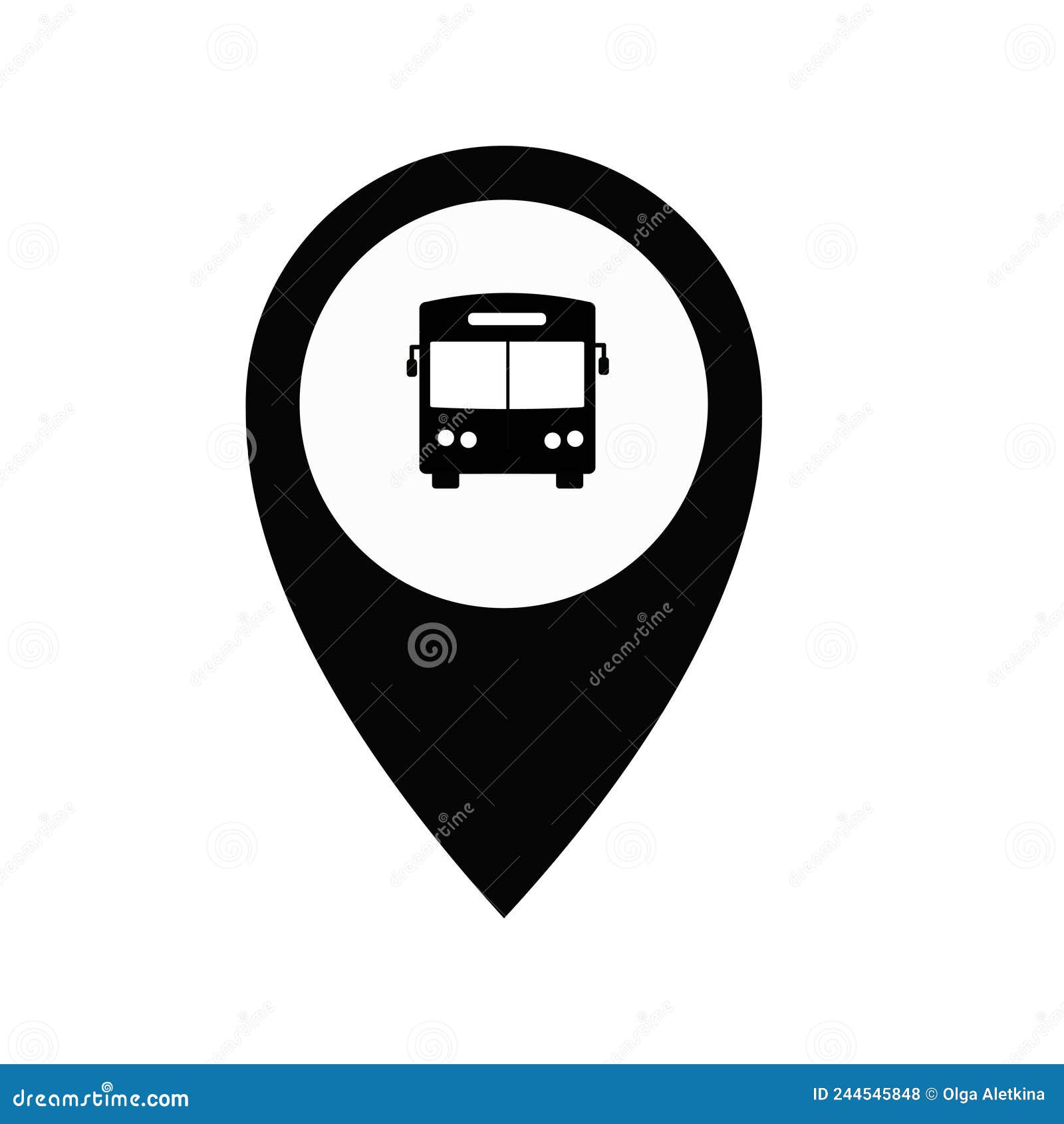 Map Marker with Bus Icon, Vector Illustration. Flat Design Style Stock ...