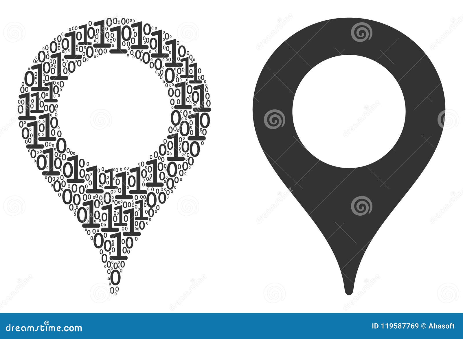 Map Marker Collage of Binary Digits Stock Vector - Illustration of ...