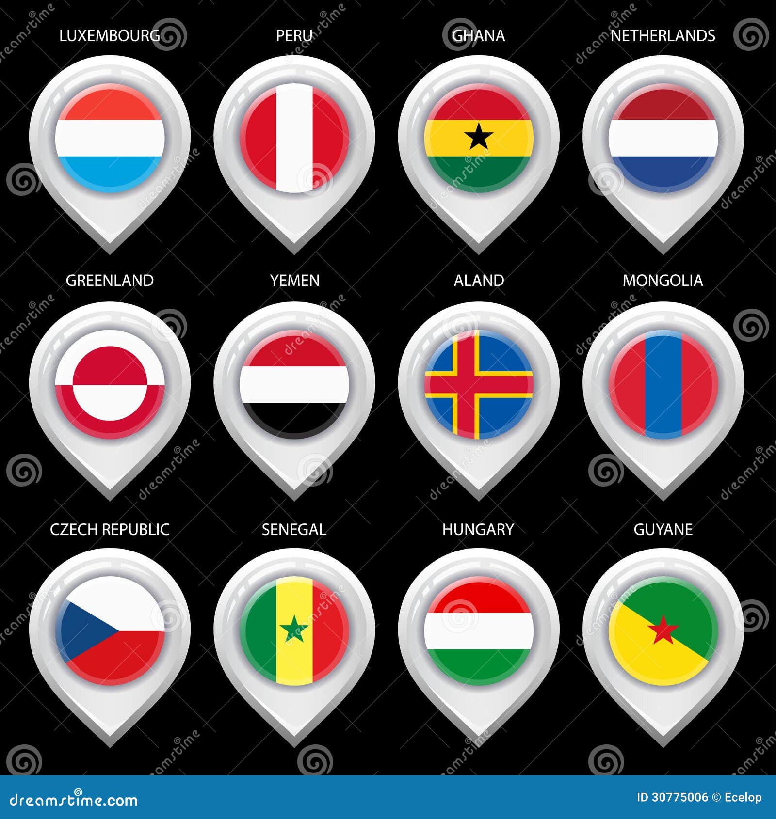 Map Marker with Flag-set Fifth Stock Vector - Illustration of ...