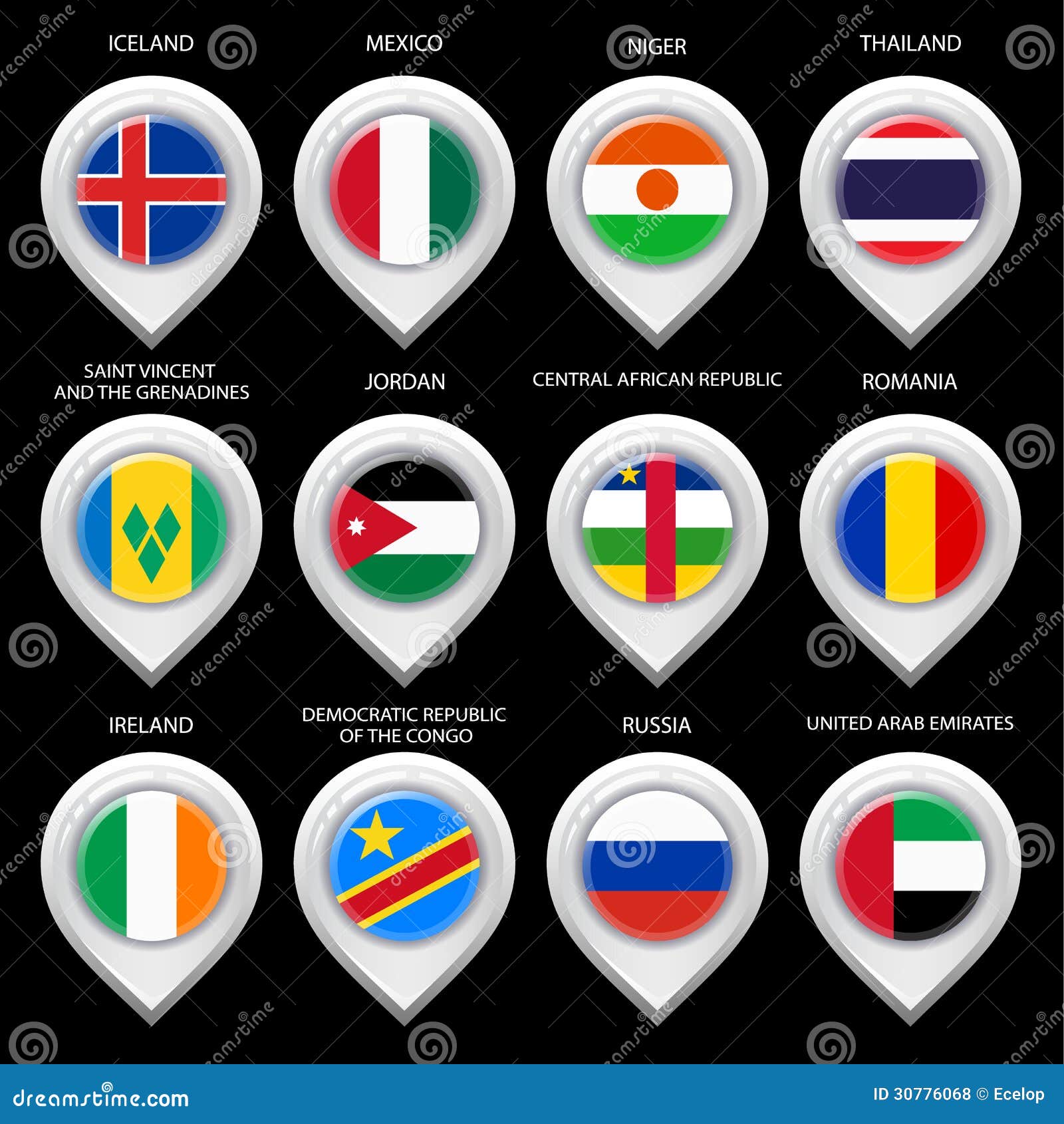 Map Marker with Flag-set Sixth Stock Vector - Illustration of location ...