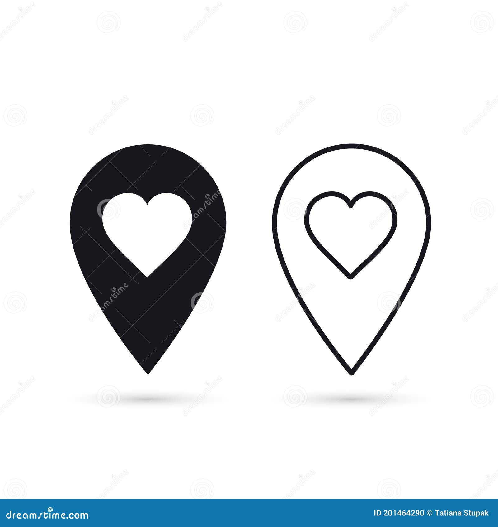 Map Marker with Heart Shape. Vector Icon on White Background Stock ...