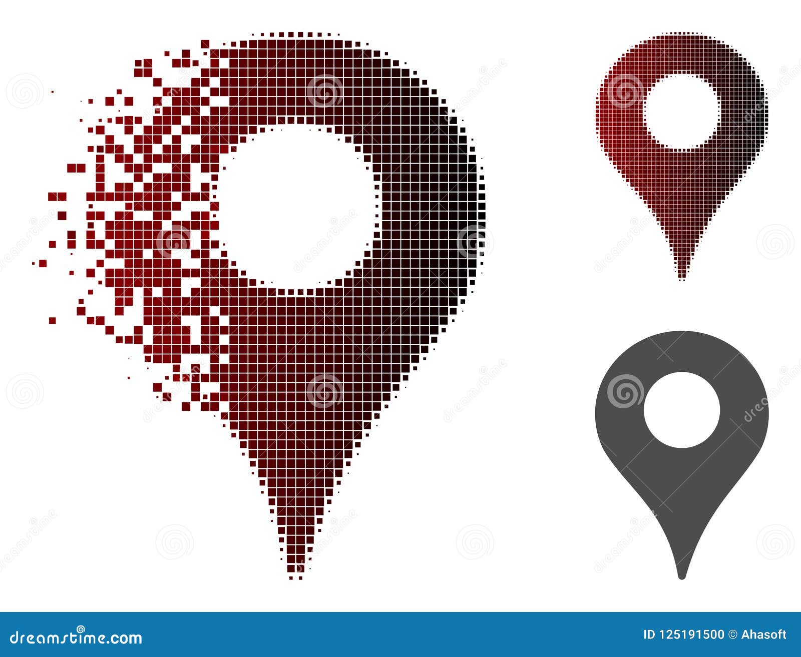 Dispersed Pixel Halftone Map Marker Icon Stock Vector - Illustration of ...
