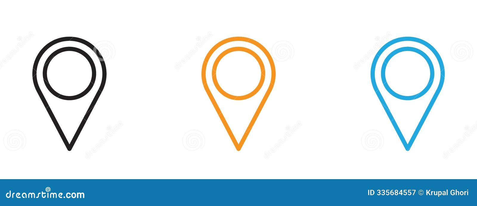 Map Marker Icon Thin Line Illustration Set Stock Vector - Illustration ...