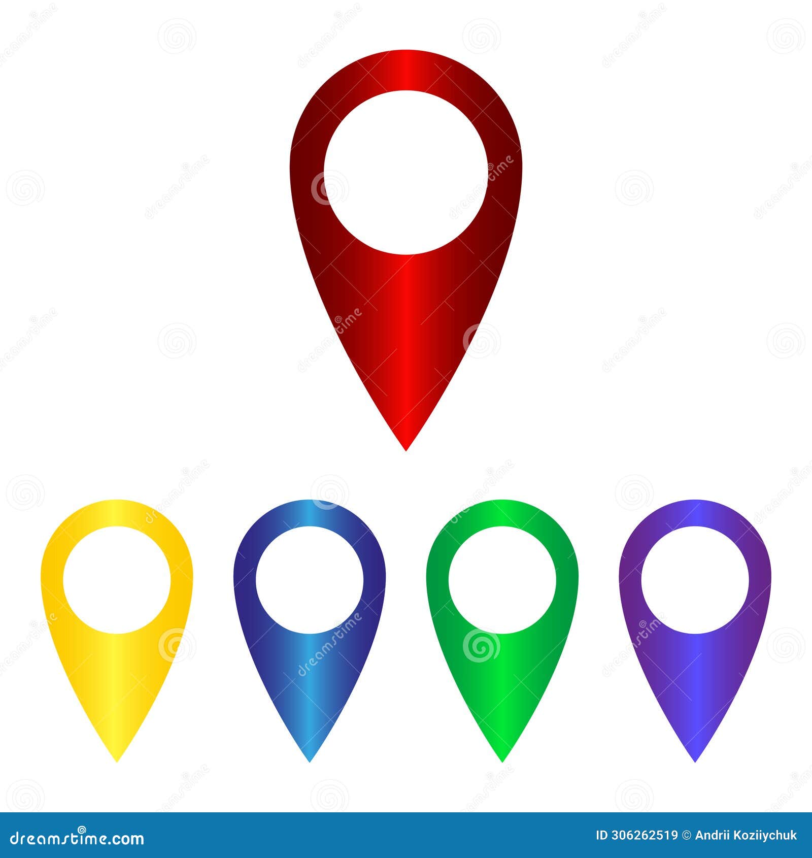 Map Marker Icon. Vector Icon of a Label on the Map. Set of Simple Icons ...
