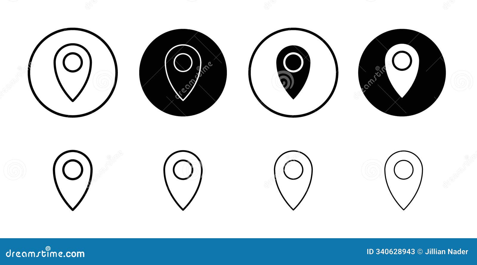 Map Marker Icon Outline Vector for Web Ui Stock Illustration ...