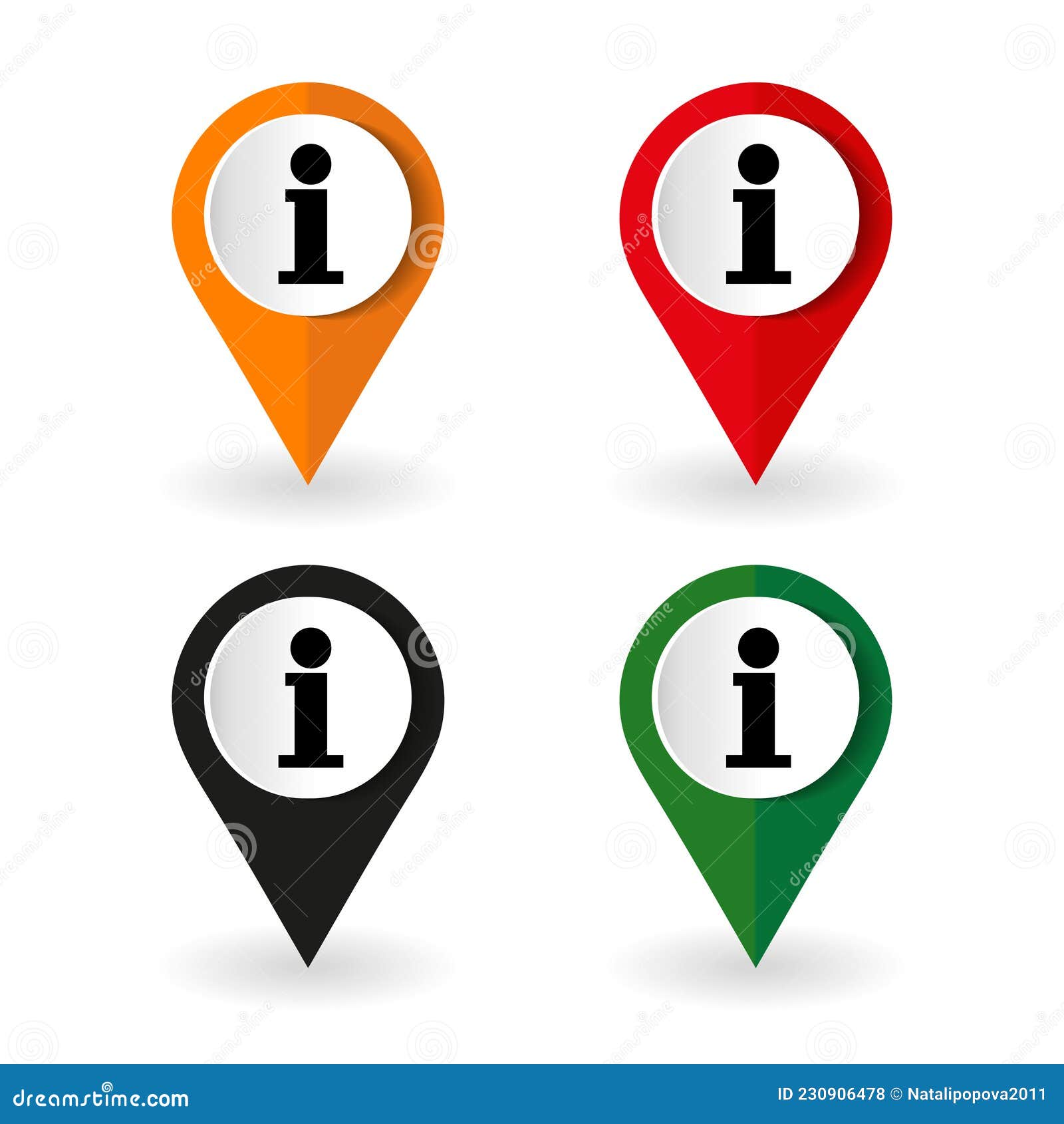 Map Marker with Info Icon, Vector Illustration. Flat Design Style Stock ...